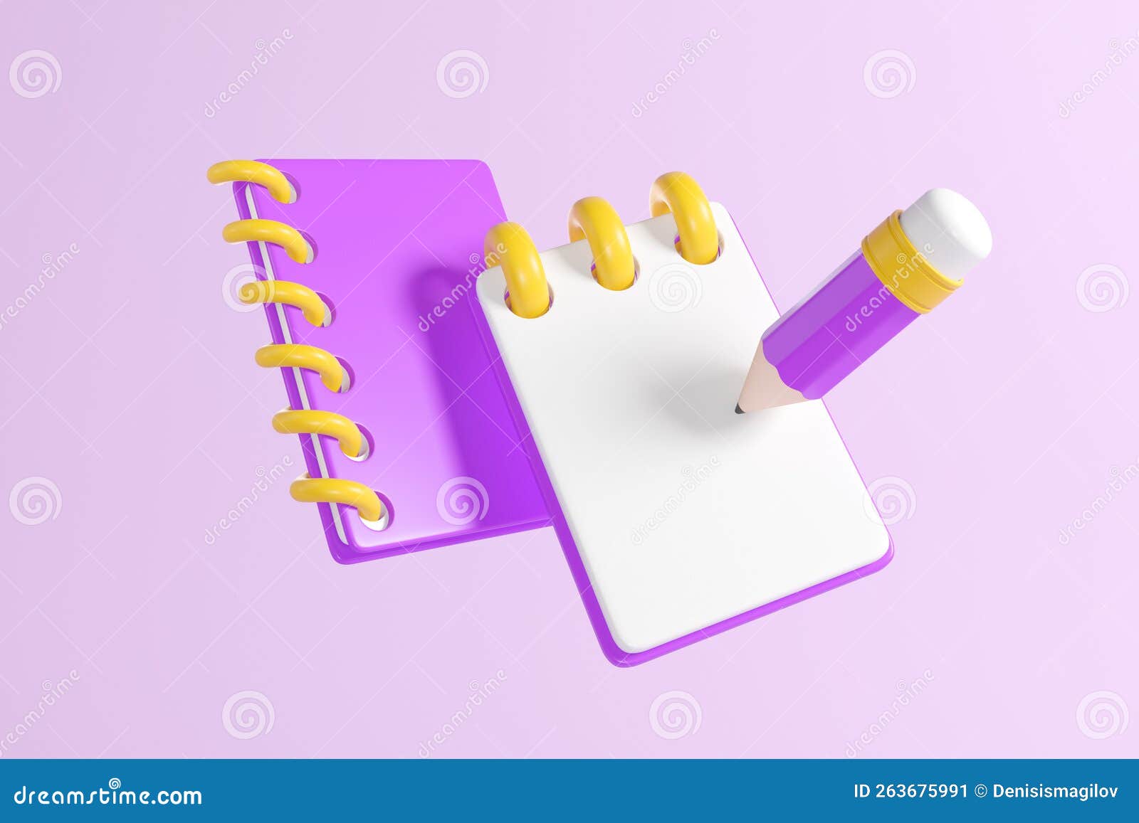 Open Textbook with Pencil Writing. Mockup Copy Space Stock Illustration ...