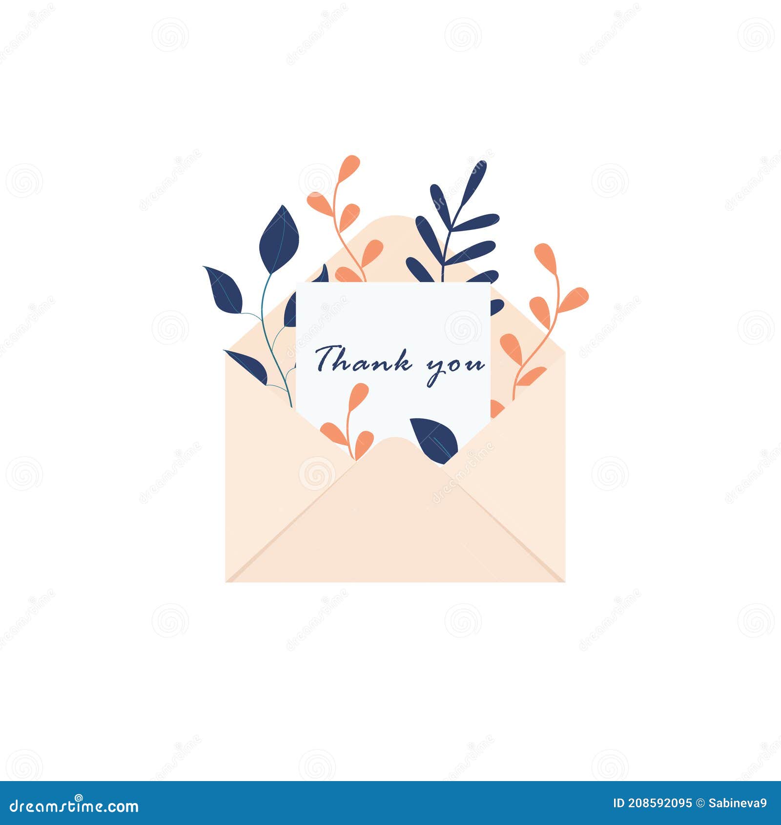 Open Thank You Envelope Vector with Decorations Stock Vector ...