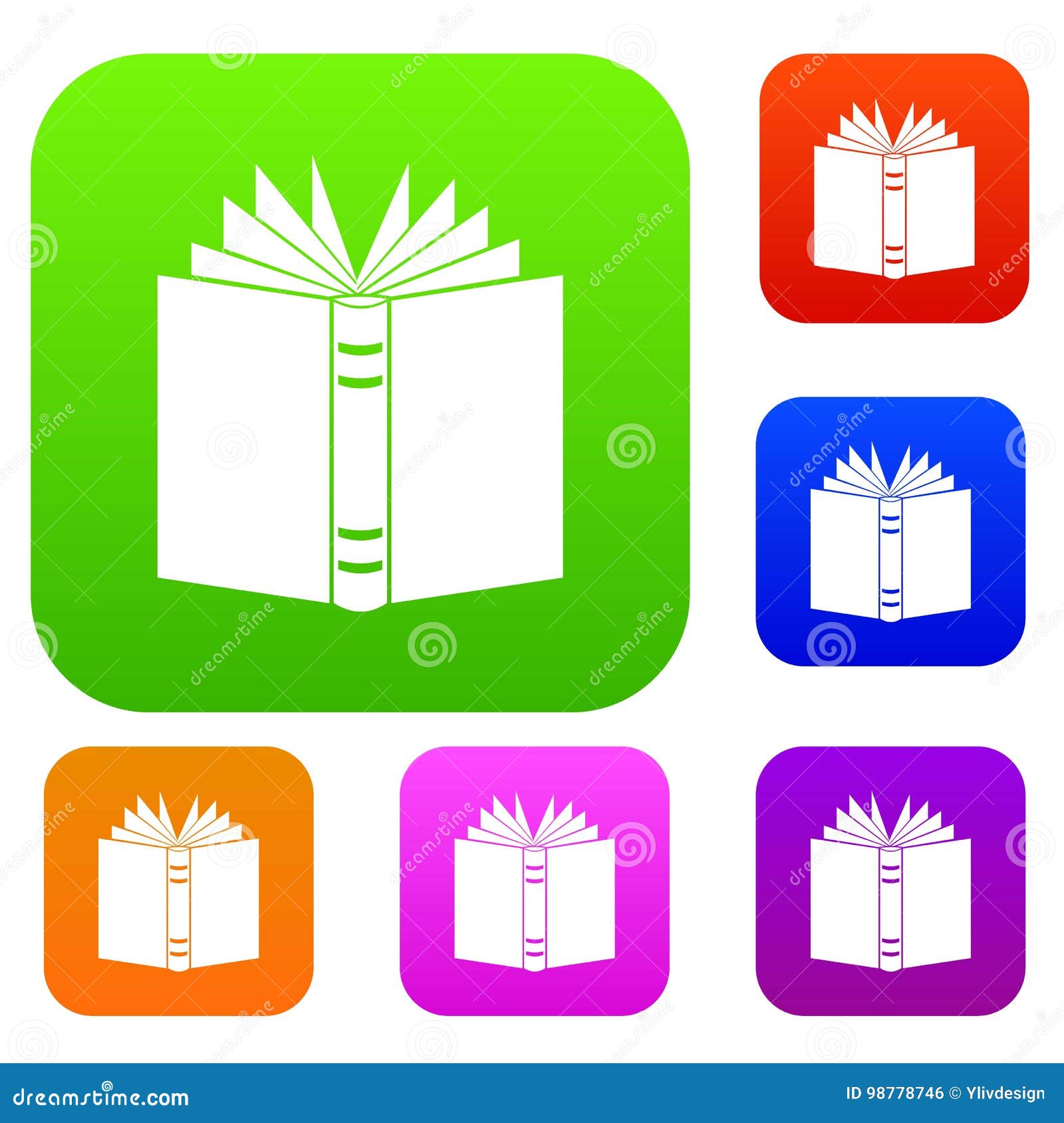 Open Thick Book Set Collection Stock Vector - Illustration of ...