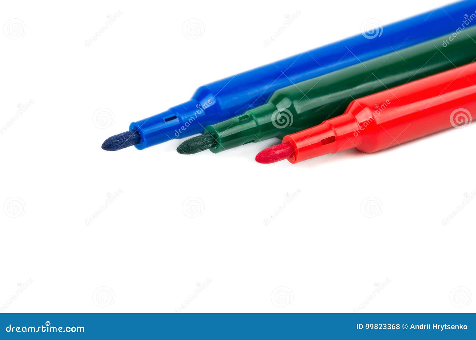 Three Different Colored Markers Stock Photo - Image of bright, macro ...