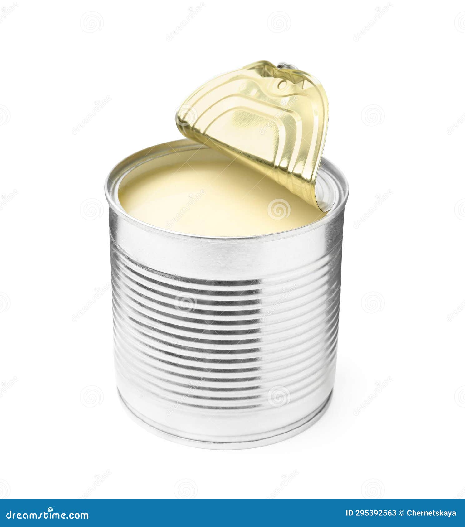 Open Tin Can with Condensed Milk Isolated on White Stock Image - Image ...