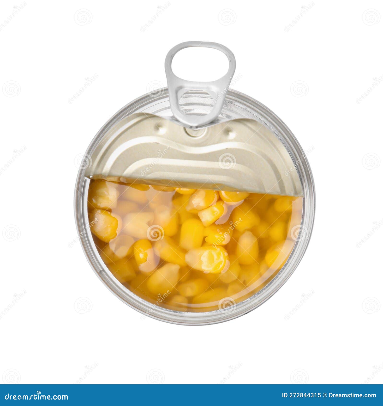 Open Tin Can of Corn Kernels Isolated on White, Top View Stock Image ...