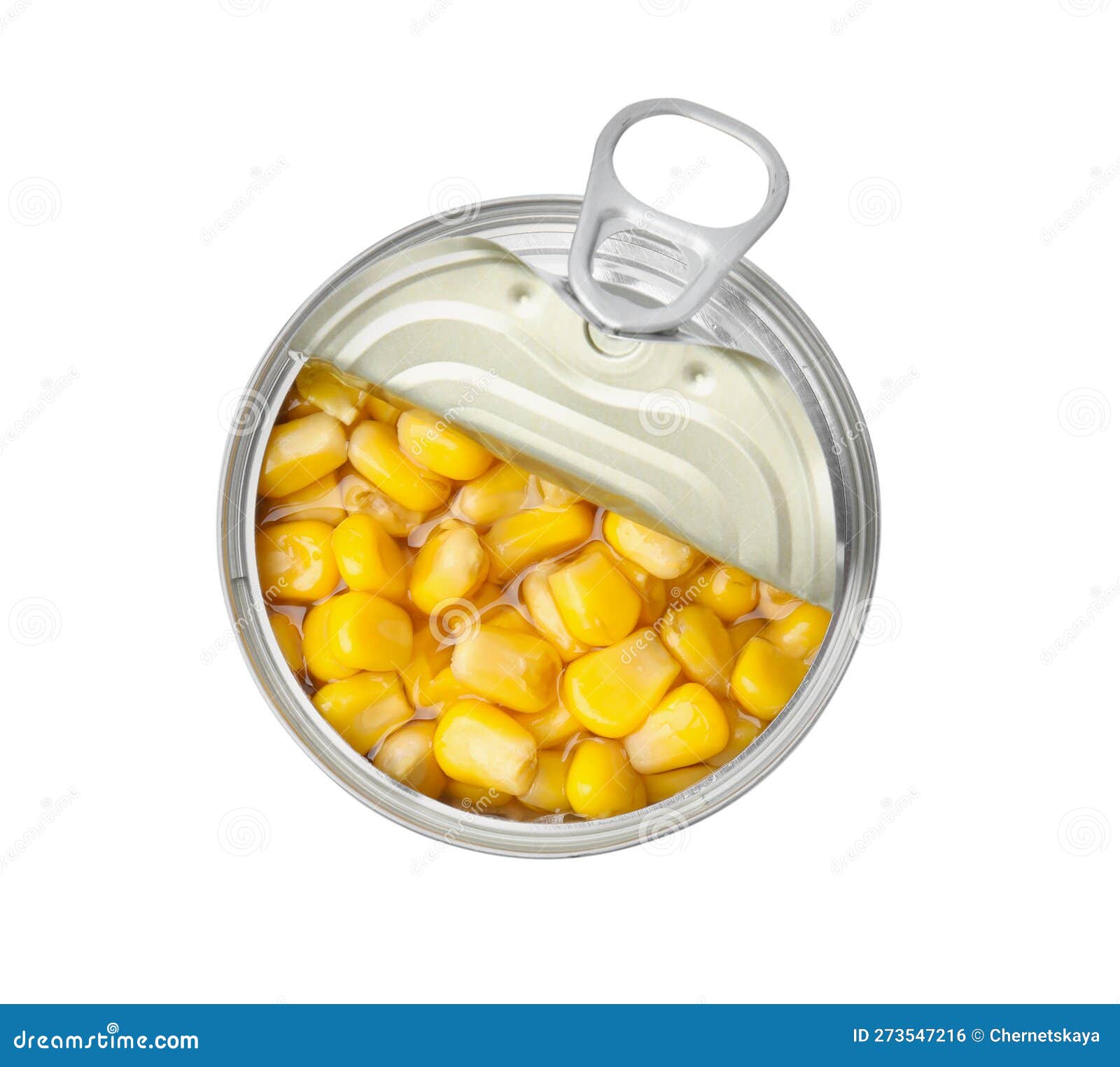 Open Tin Can of Corn Kernels Isolated on White, Top View Stock Photo ...