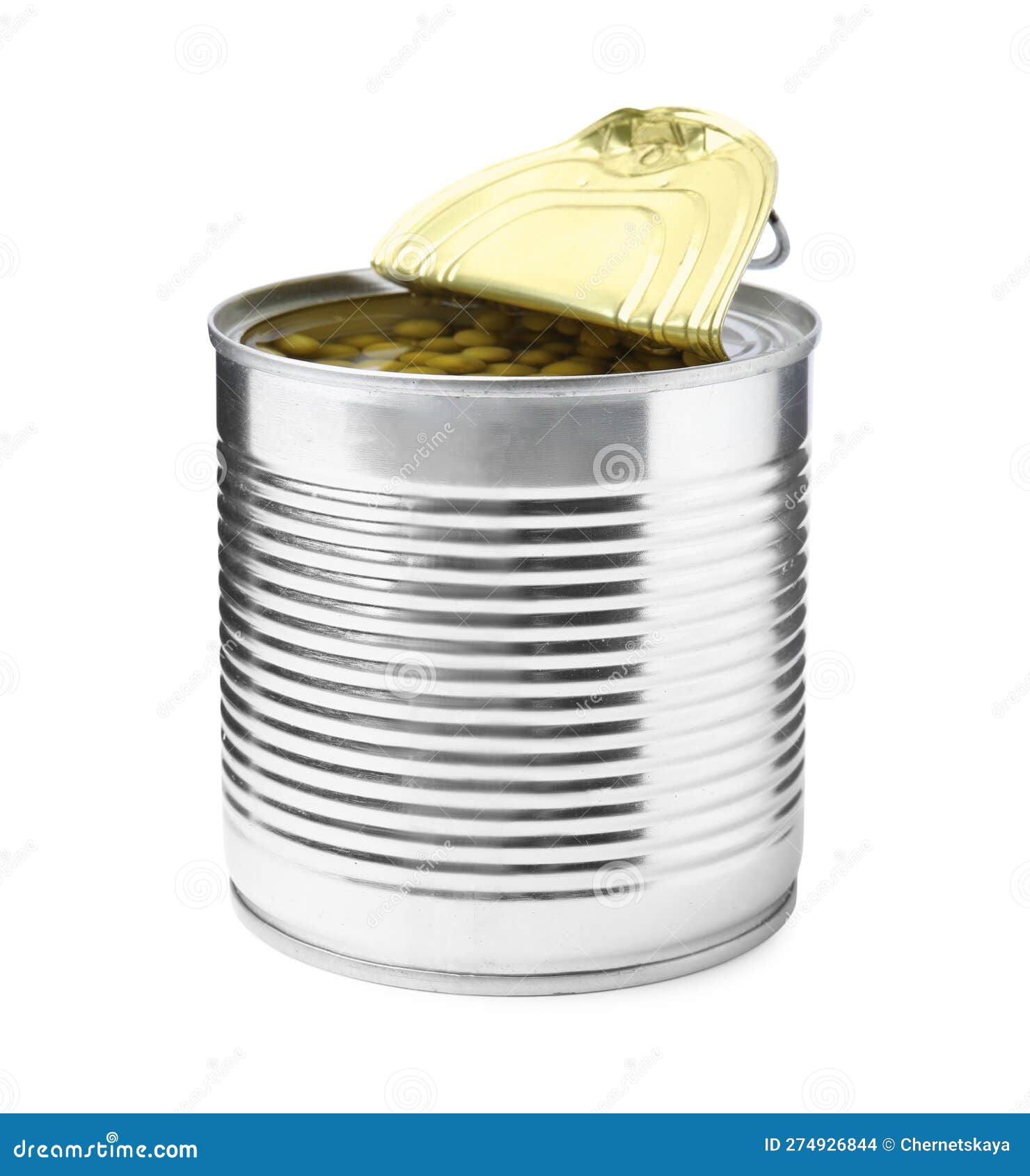 Open Tin Can of Peas Isolated on White Stock Photo - Image of organic ...