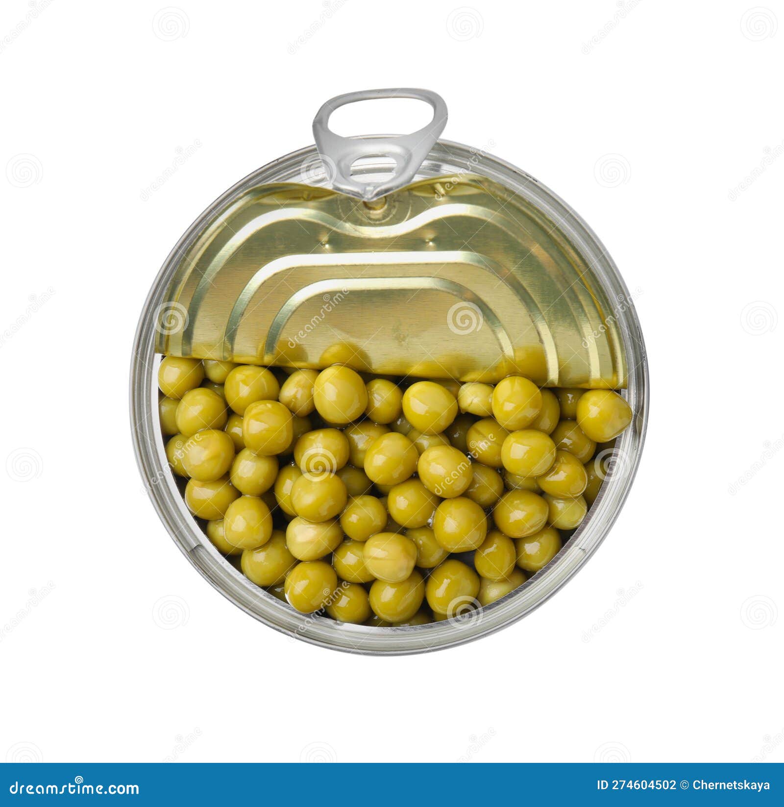 Open Tin Can of Peas Isolated on White, Top View Stock Photo - Image of ...