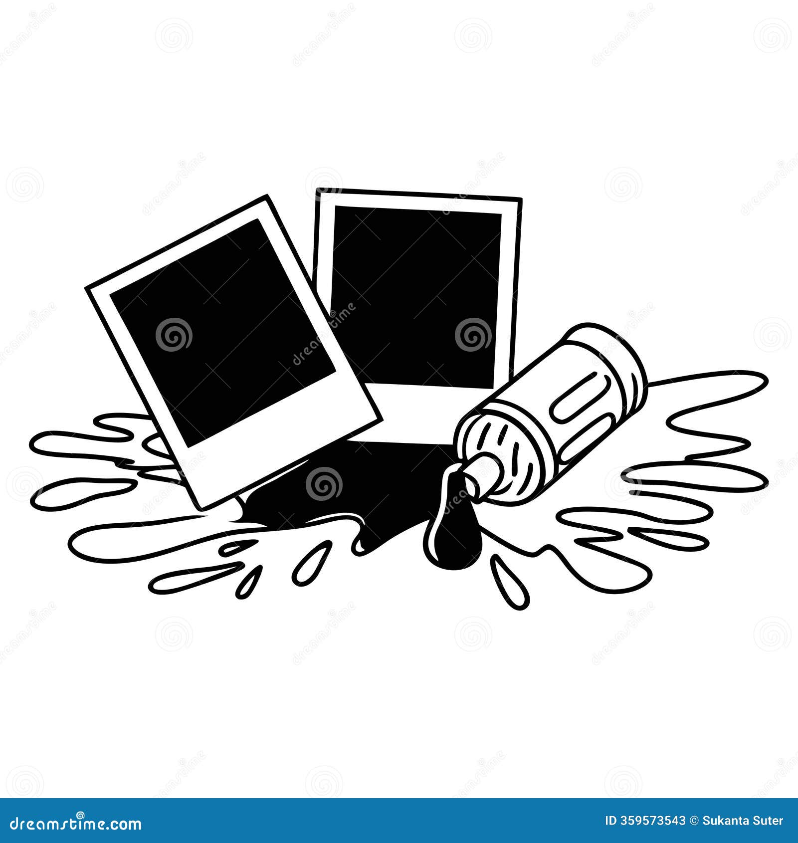 An Open Tin Can with Spilled Red Paint and a Brush Stock Vector ...