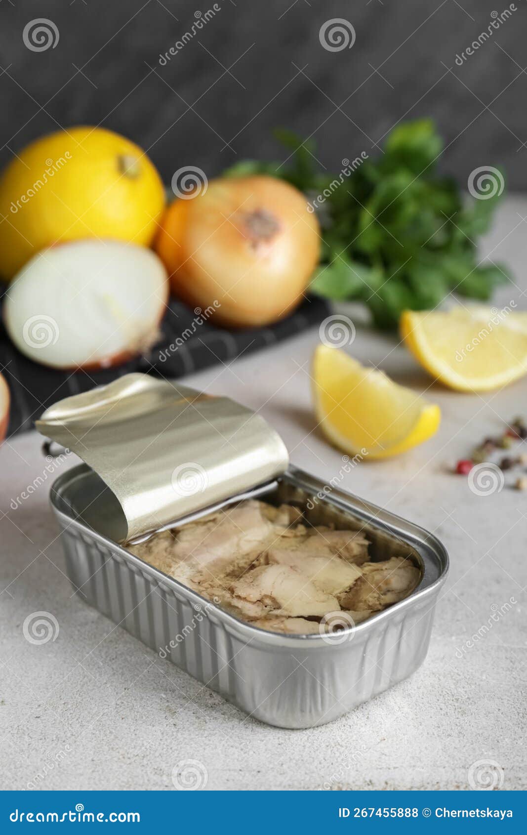 Open Tin Can of Tasty Cod Liver on Textured Table Stock Photo - Image ...