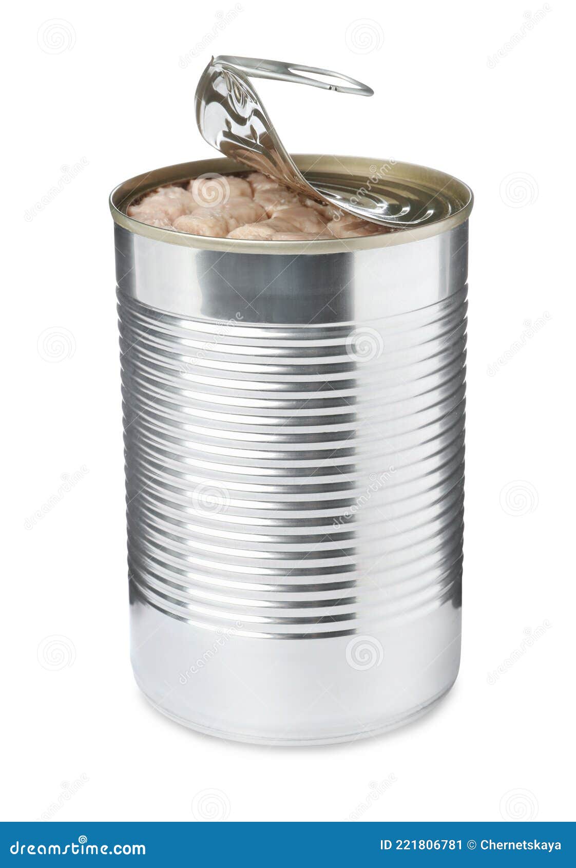 Open Tin Can of Wet Pet Food Isolated on White Stock Image - Image of ...