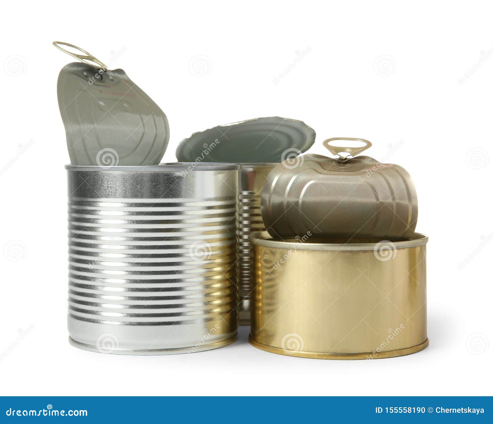 Open Tin Cans Isolated on White, for Design Stock Photo - Image of junk ...
