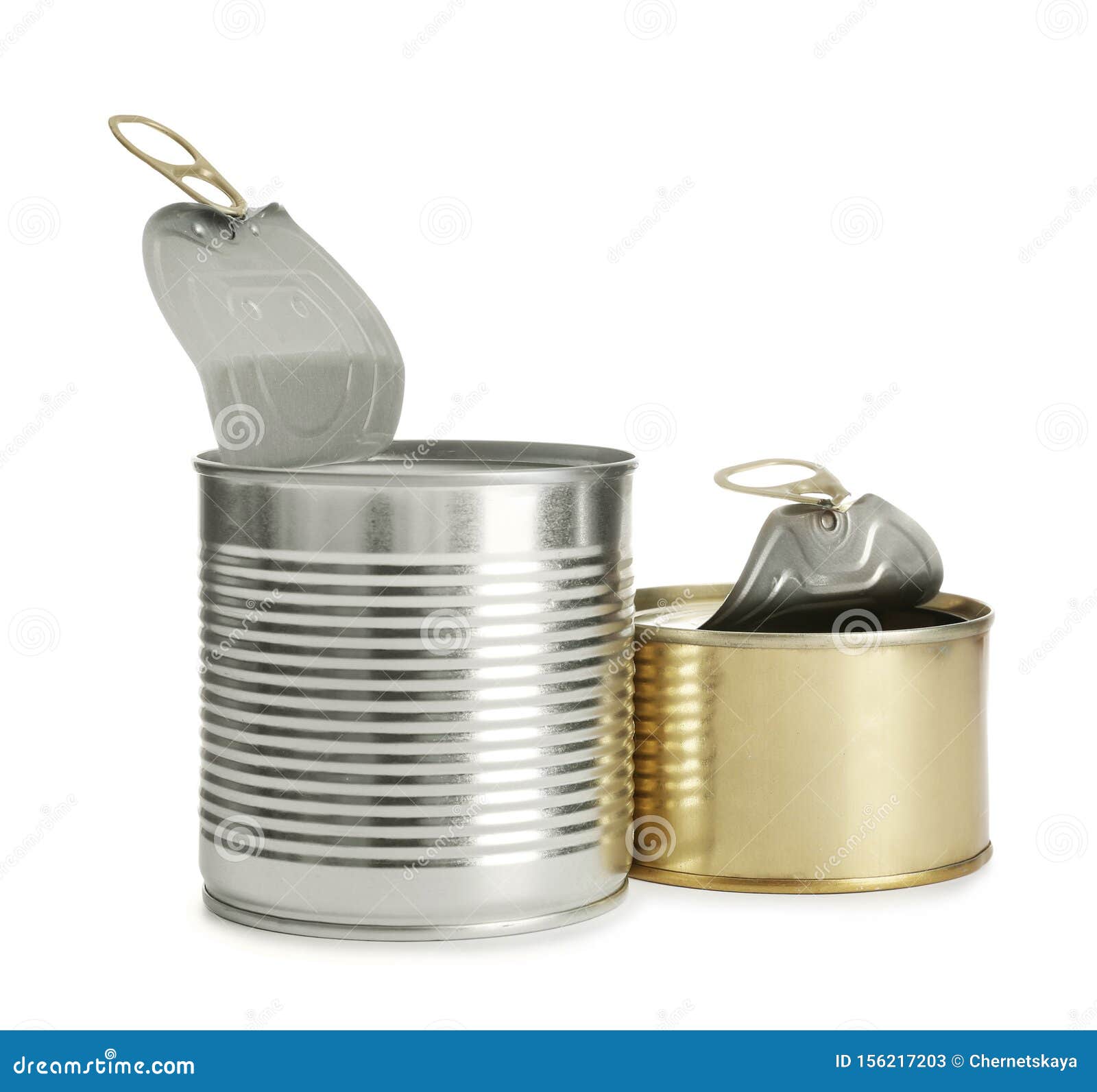 Open Tin Cans Isolated on White Stock Image - Image of ecology, grocery ...