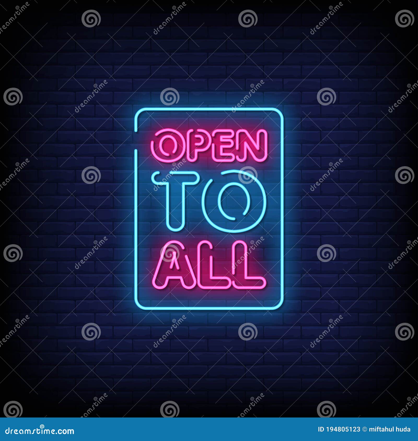 Open To All Neon Signs Style Text Vector Stock Vector - Illustration of ...
