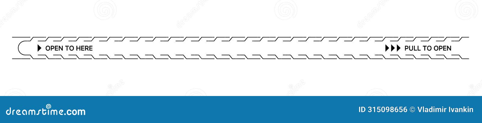 Open To Here Series of Perforated Pull Tabs Stock Vector - Illustration ...