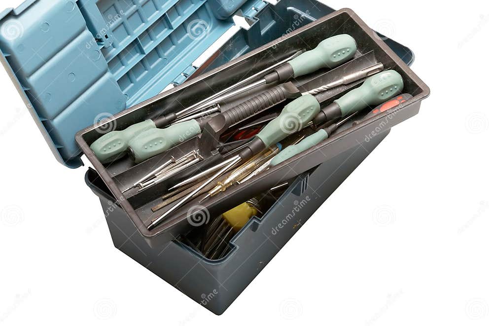 Open Tool Box with Screwdrivers on Top Stock Photo - Image of toolbox ...