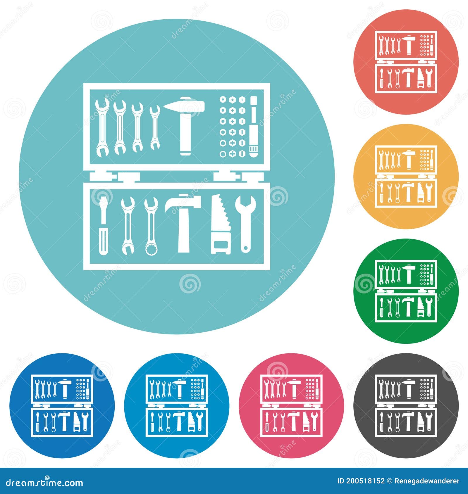 Open Toolbox Flat Round Icons Stock Vector - Illustration of toolkit ...