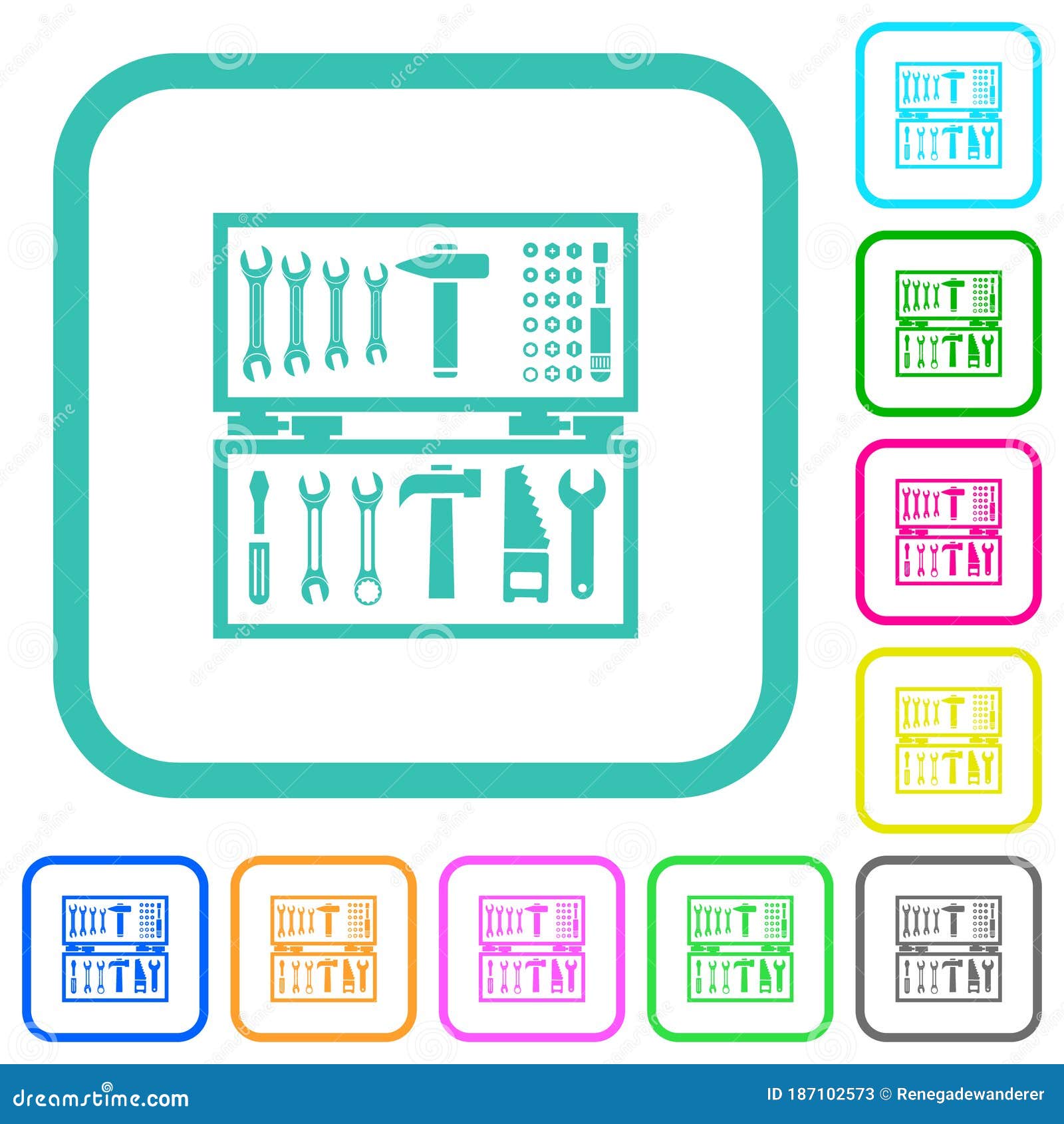 Open Toolbox Vivid Colored Flat Icons Stock Vector - Illustration of ...