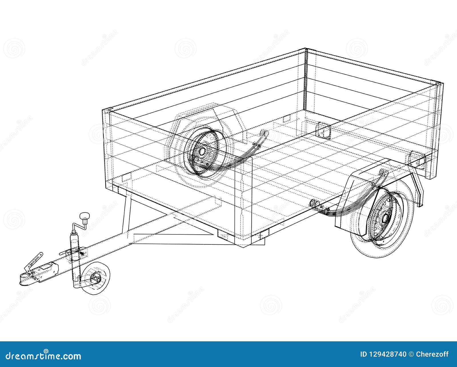 Open Trailer Sketch. Vector Stock Vector - Illustration of auto ...