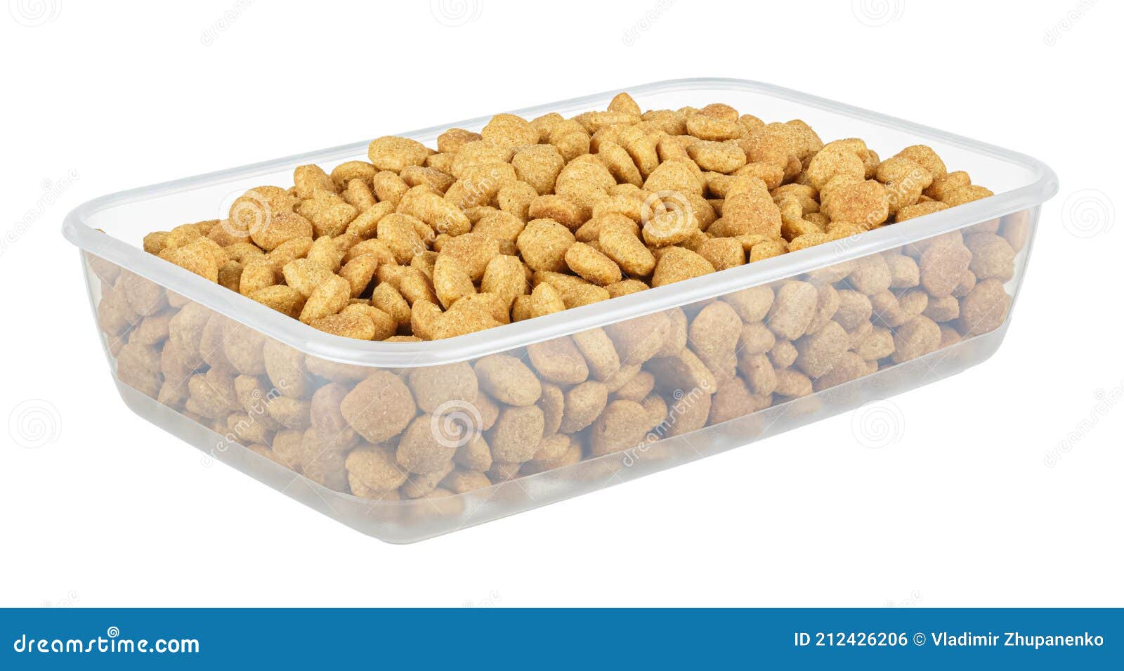 Open Transparent Plastic Container with Dry Cat Food Inside Isolated on ...