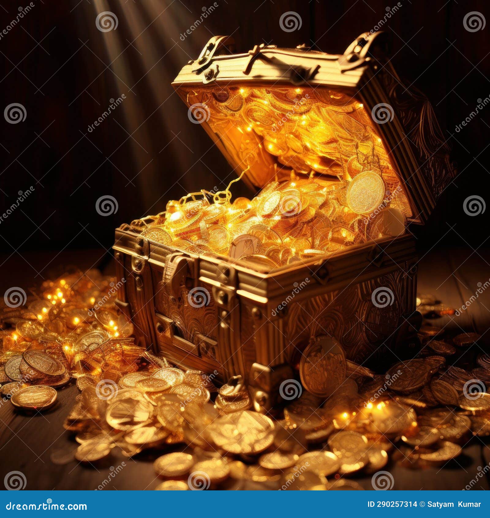 An Open Treasure Box Bright and Glowing Golds Generative AI Stock ...