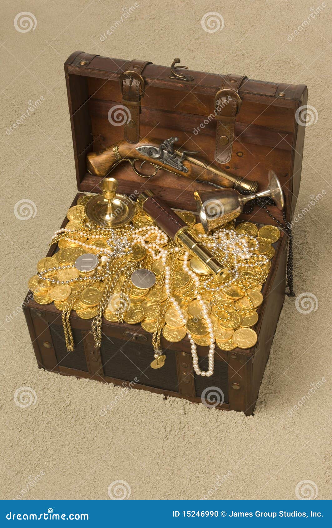 Open Treasure Chest stock photo. Image of pistol, jewelry - 15246990