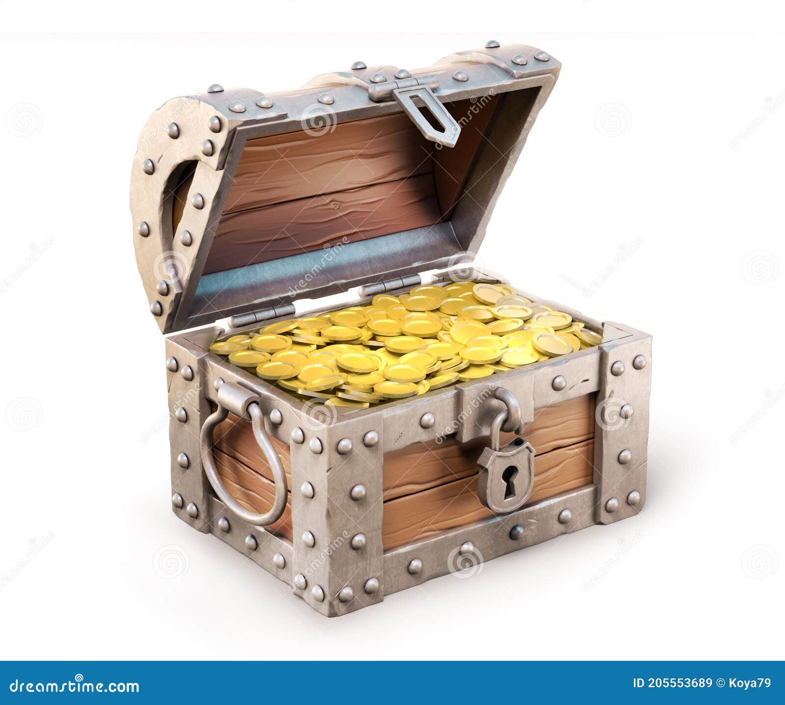 Open Treasure Chest Filled With Gold And Artifacts. Cartoon Vector ...