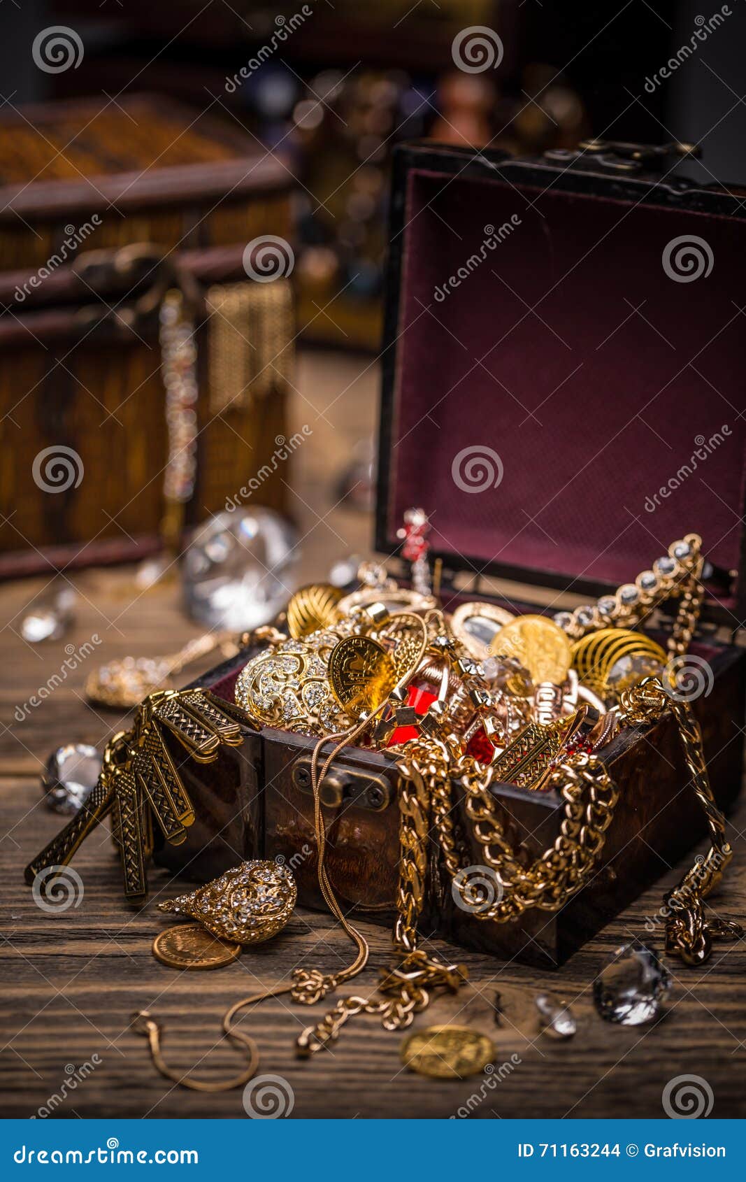 Open treasure chest stock photo. Image of pirate, ornaments - 71163244