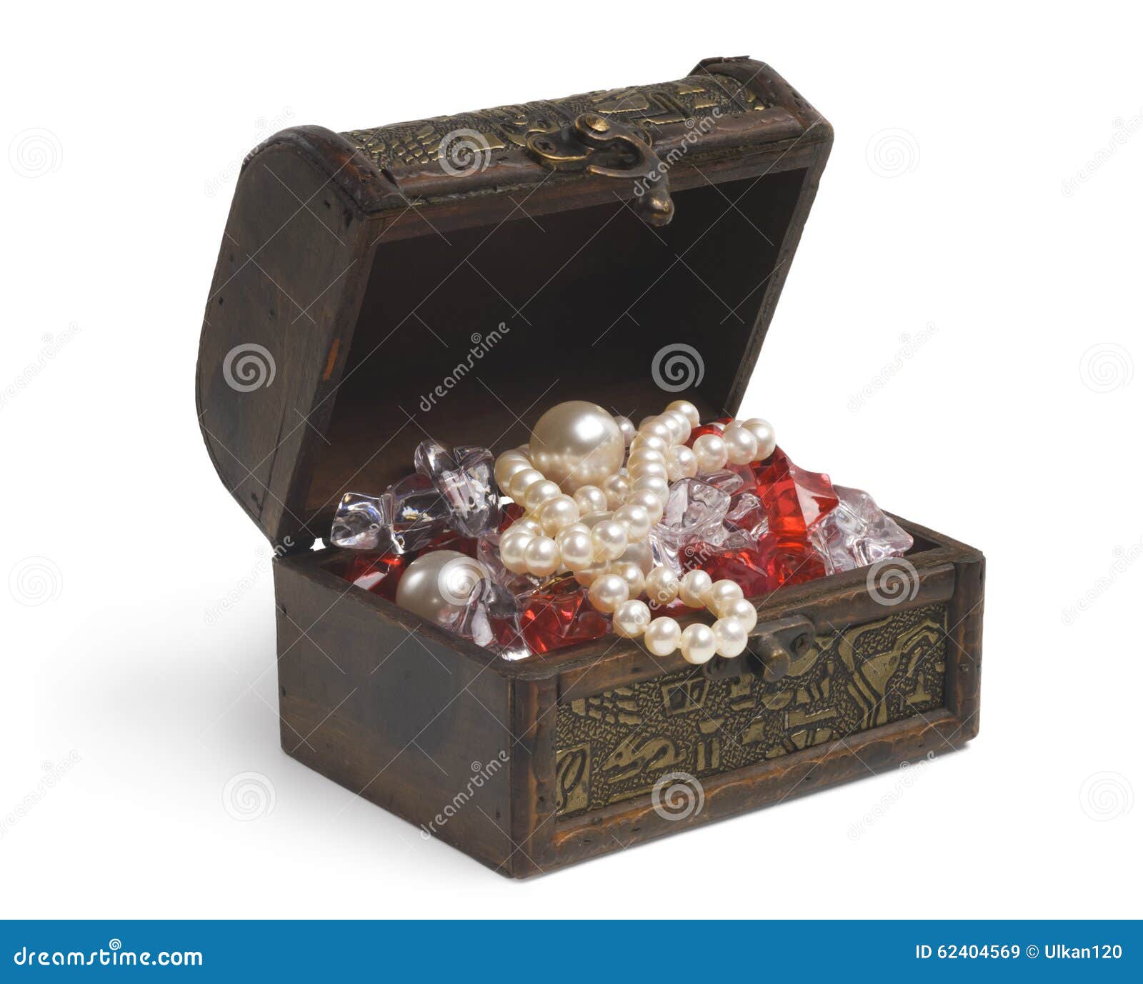Open Treasure Chest With Jewelry Isolated On White Royalty-Free Stock ...