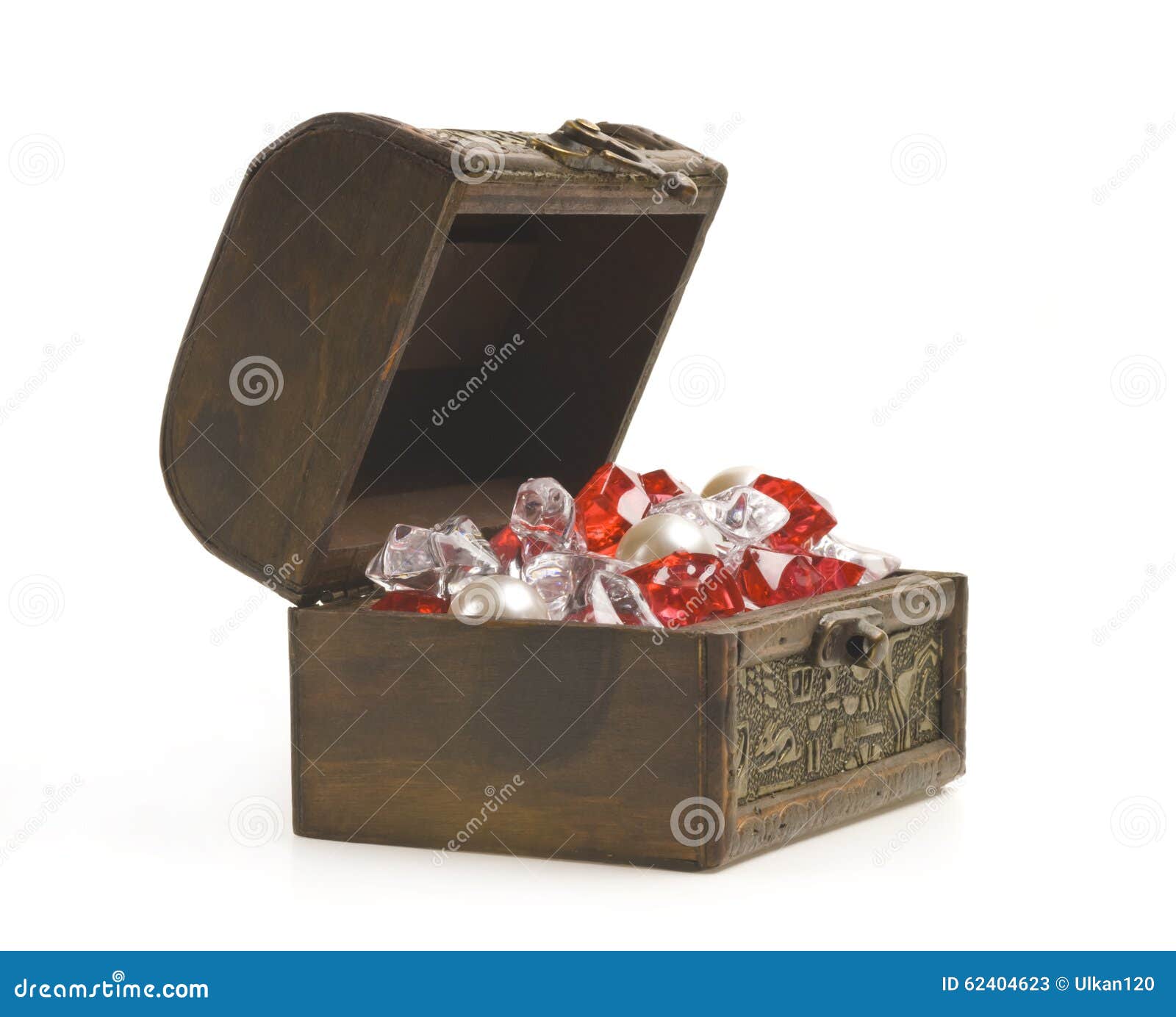 Open Treasure Chest with Jewelry Isolated on White Stock Image - Image ...