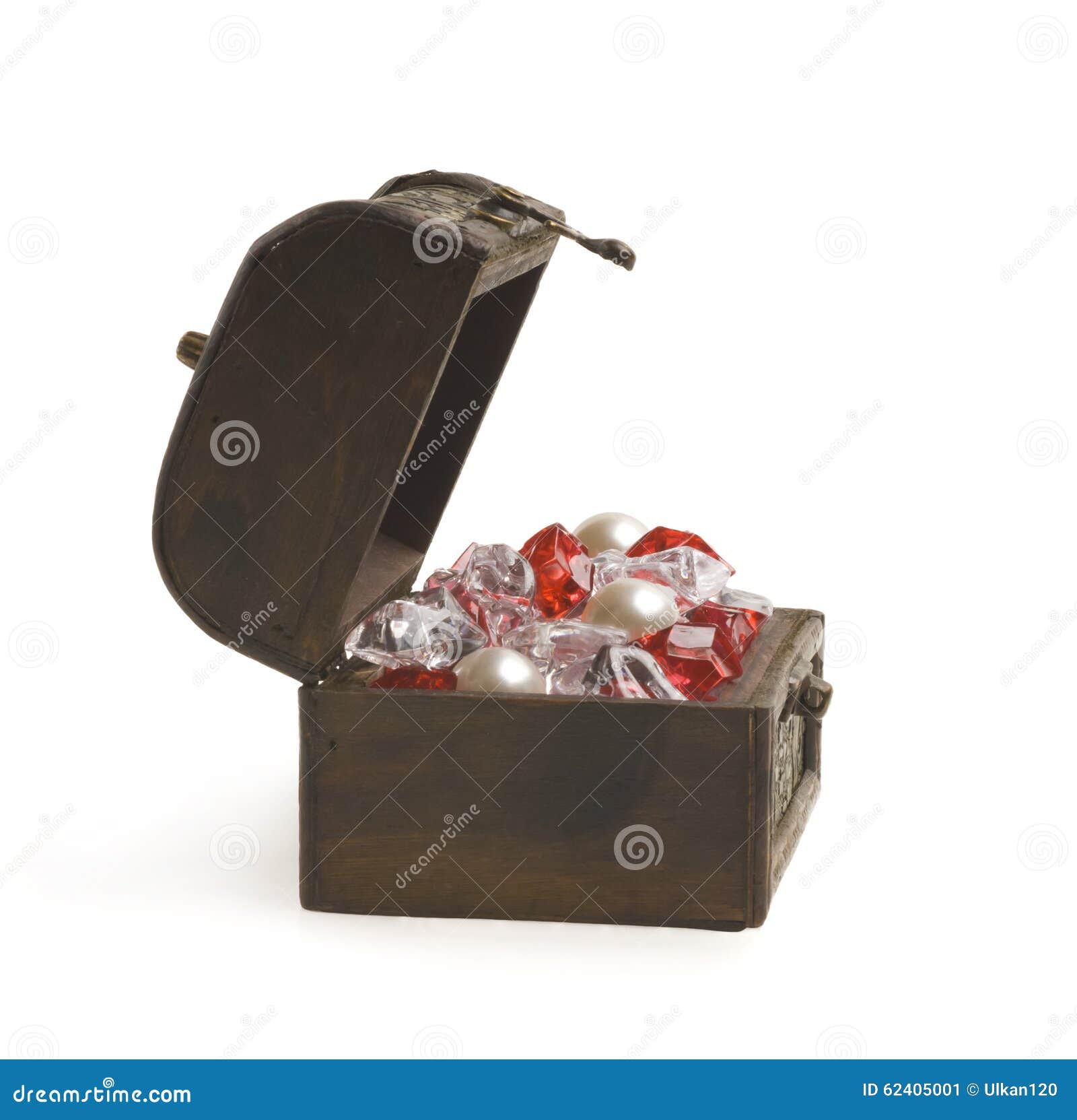 Open Treasure Chest with Jewelry Isolated on White Stock Image - Image ...