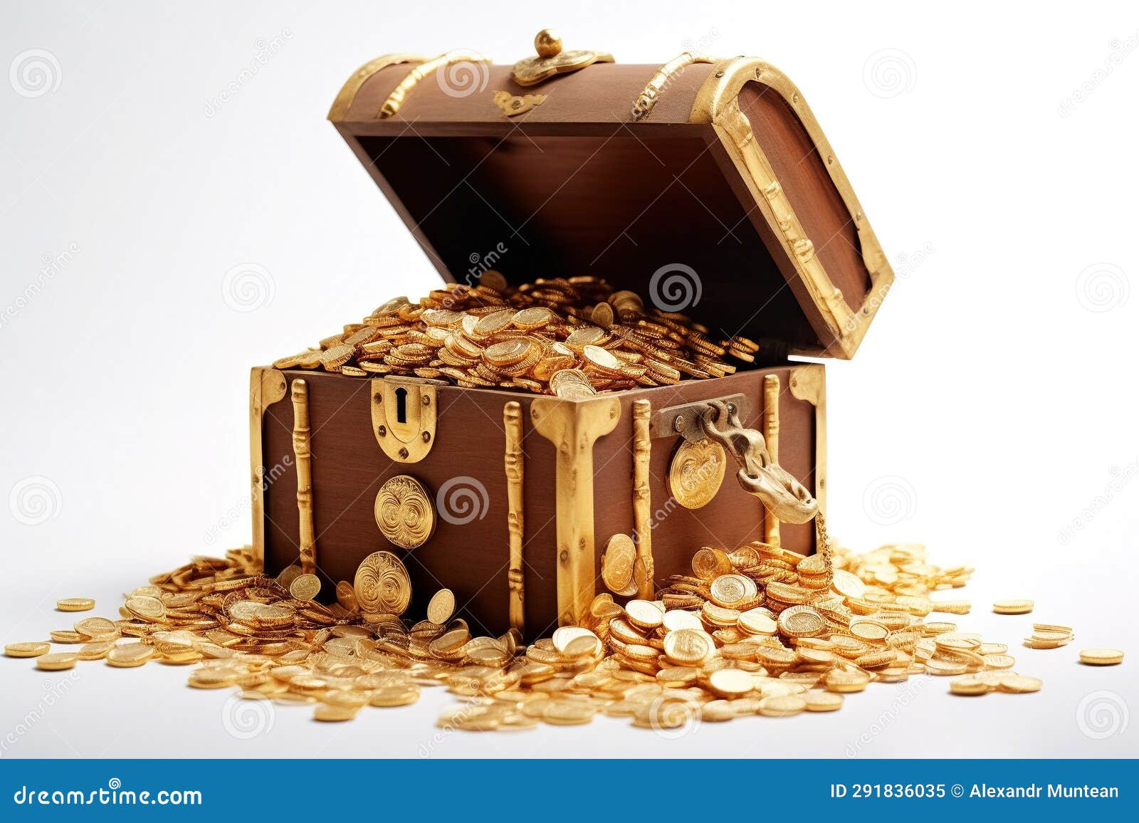 Open Treasure Chest with Shiny Gold. Stock Illustration - Illustration ...
