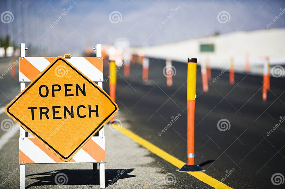 Open Trench Sign stock image. Image of ditch, spell, information - 29647847