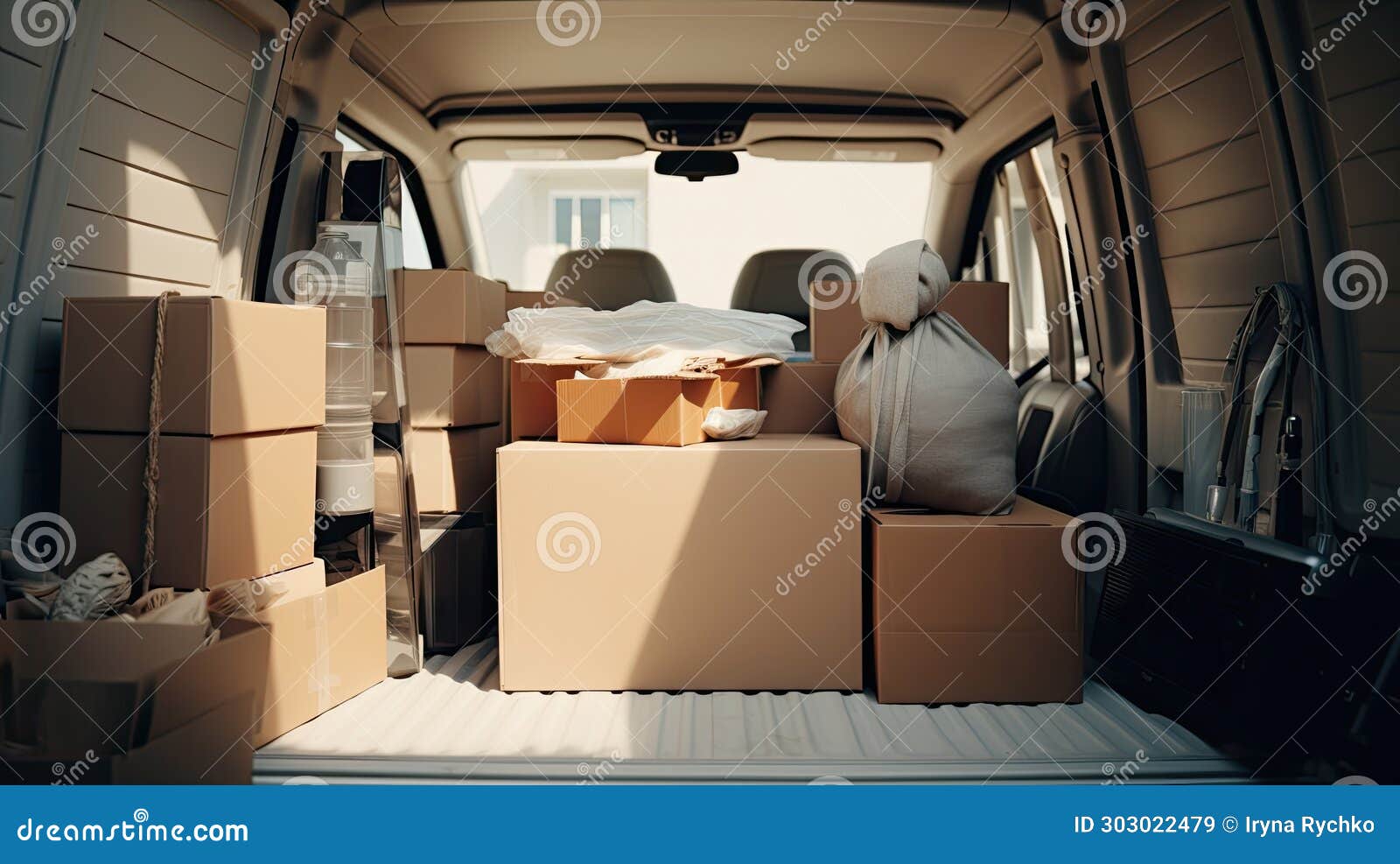 Open Trunk of a Truck with Things in Boxes Stock Image - Image of send ...