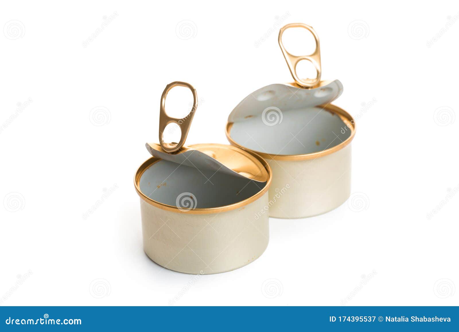 Open Two Empty Tin Cans on a White Background Stock Image - Image of ...