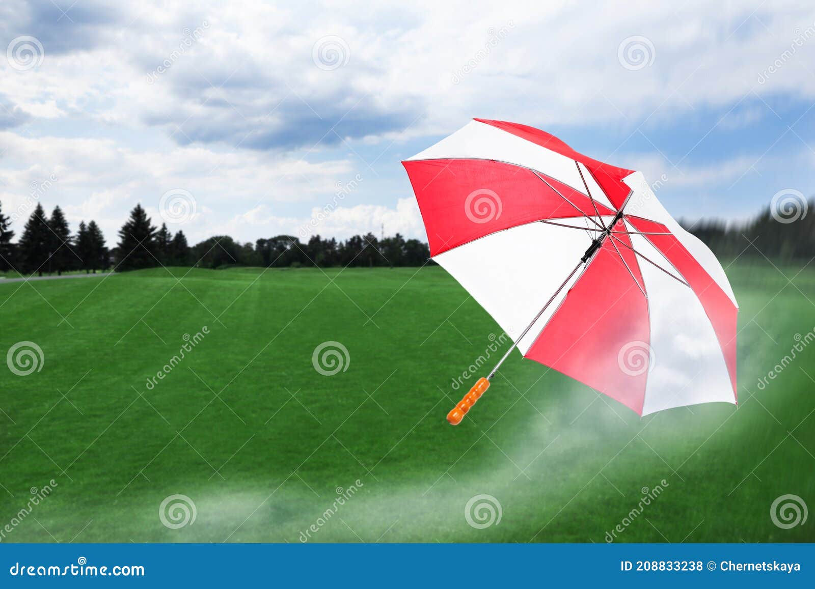 Open Umbrella Blown by Wind Gust Outdoors Stock Photo - Image of motion ...