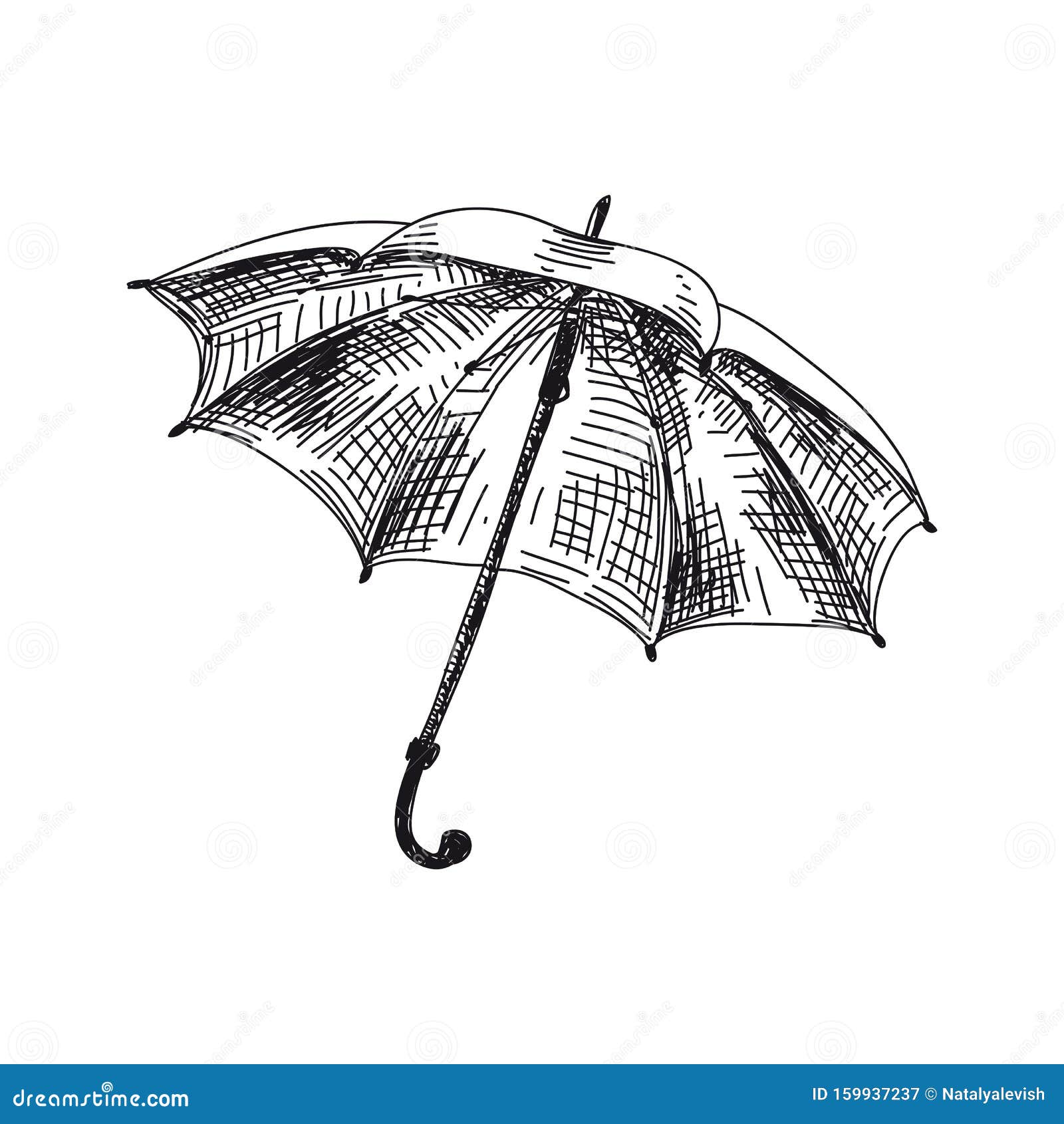Open Umbrella Hand Drawn Vector Illustration Stock Vector