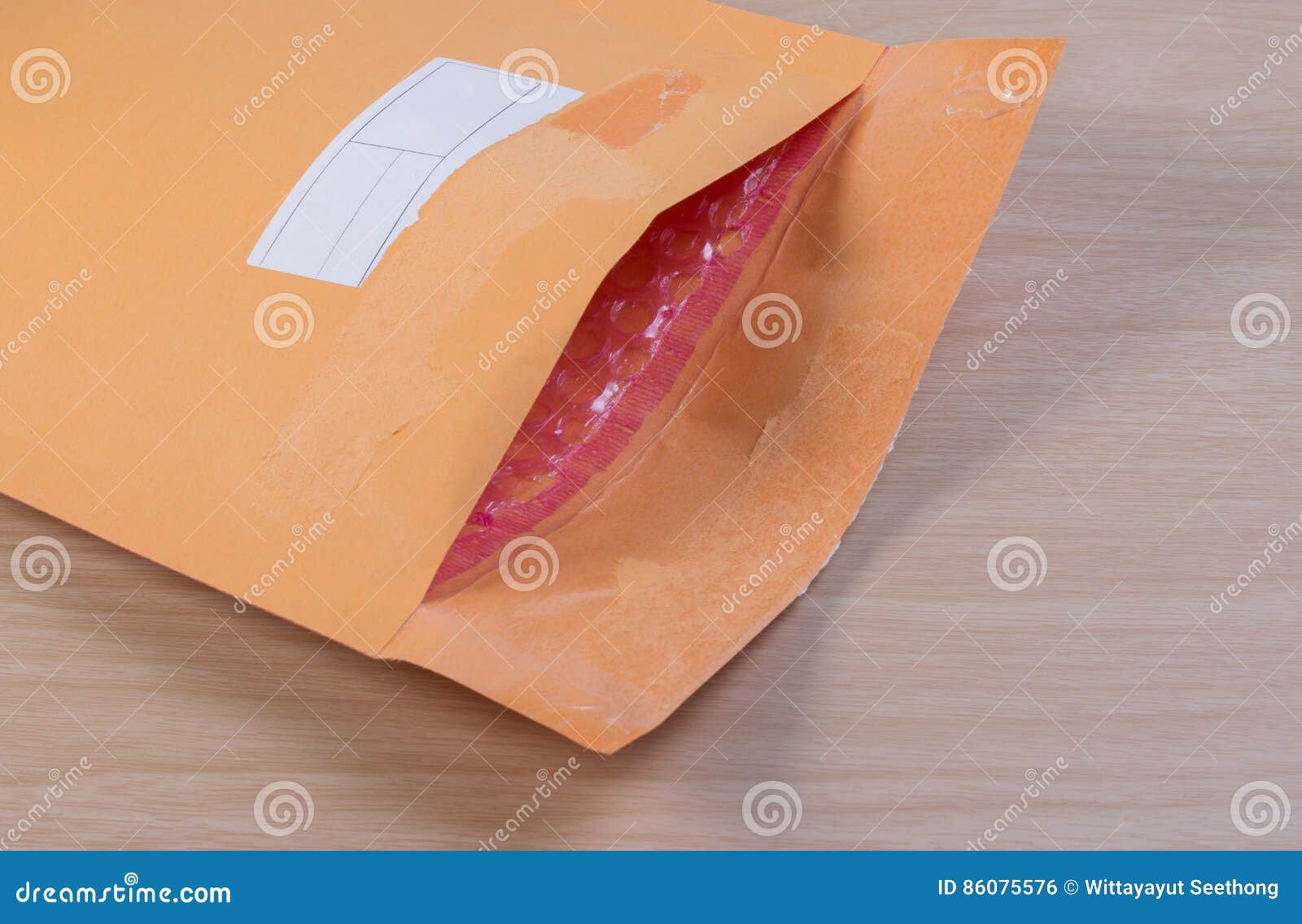 Used Yellow Blank Envelope with Transparent Bubble Wrap or Packaging ...