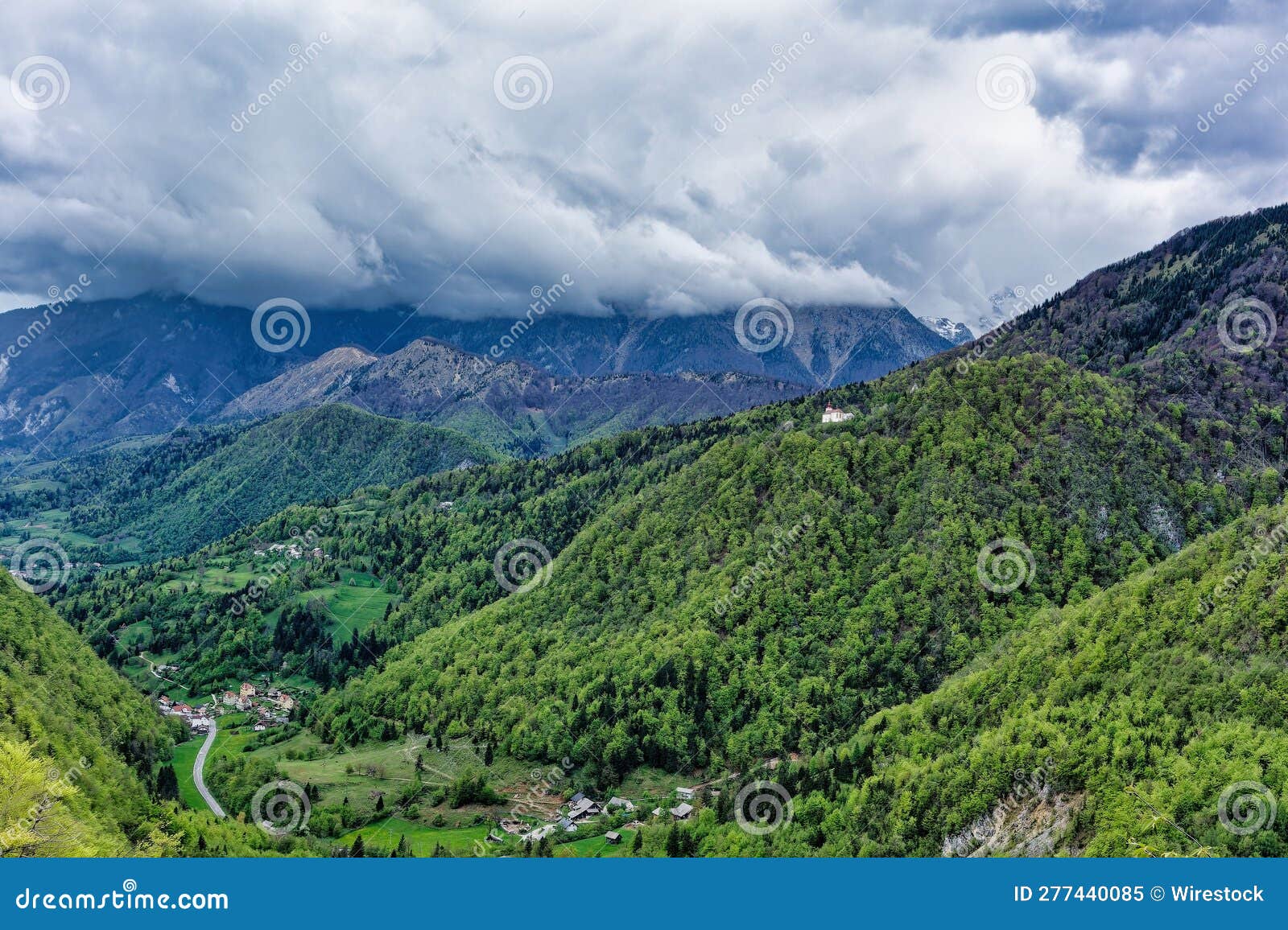 An Open Valley on the Other Side of a Green Forest Stock Image - Image ...