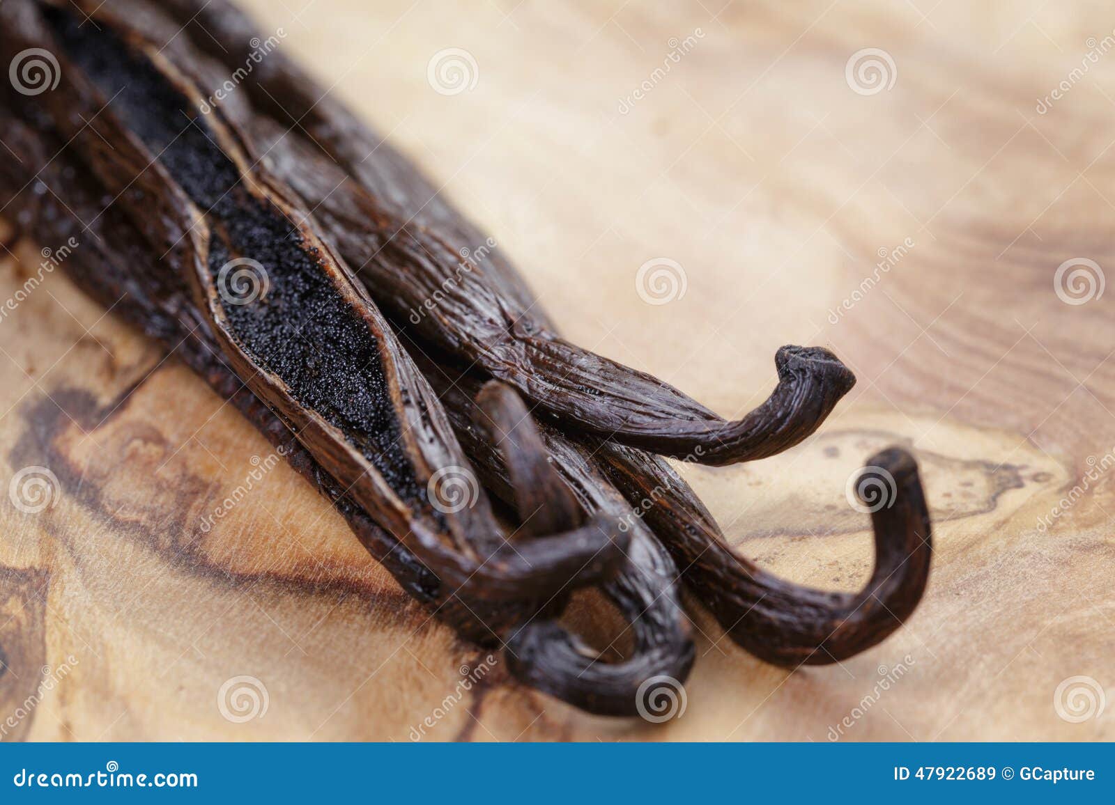 Open Vanilla Pod on Olive Board Stock Image - Image of fresh, nature ...
