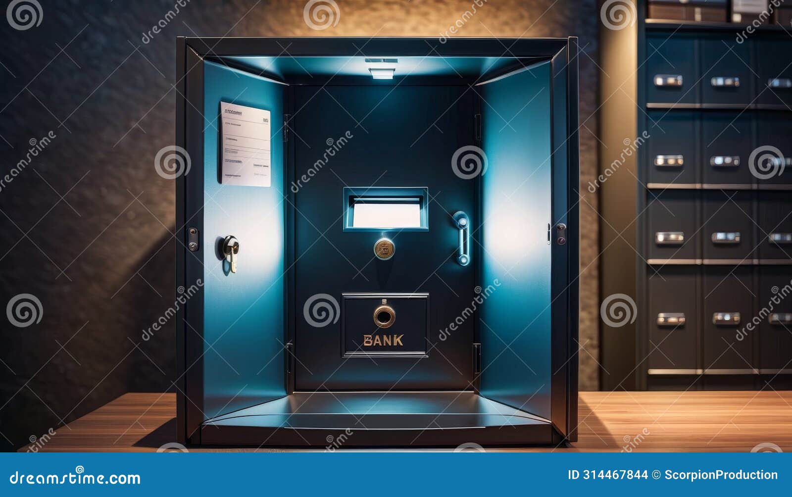 Open Vault with Digital Interface Stock Photo - Image of safety ...