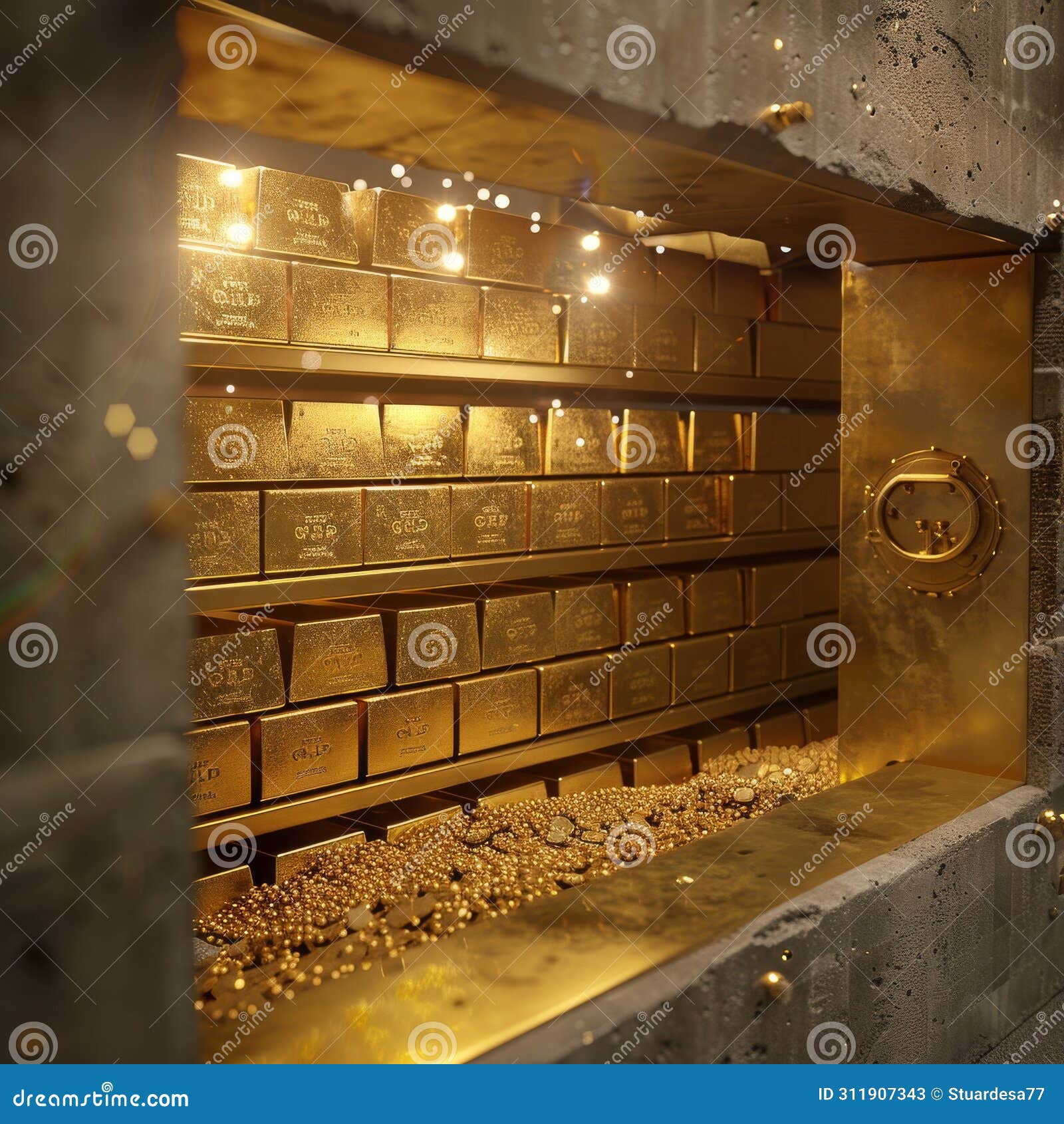 Open Vault with Gold Bars stock image. Image of mystery - 311907343
