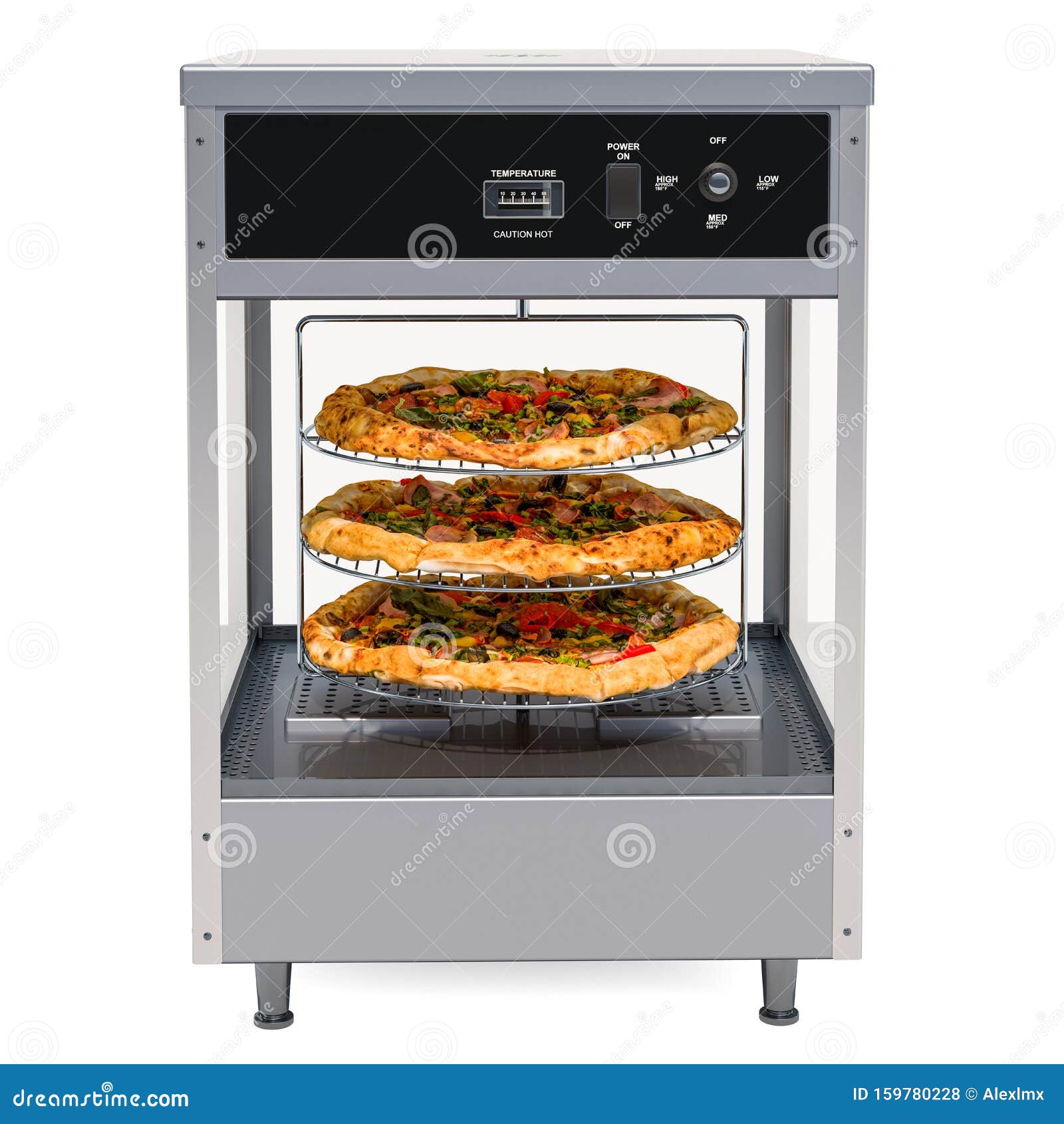 Open View Pizza Merchandiser with Pizza Inside, 3D Rendering Stock ...