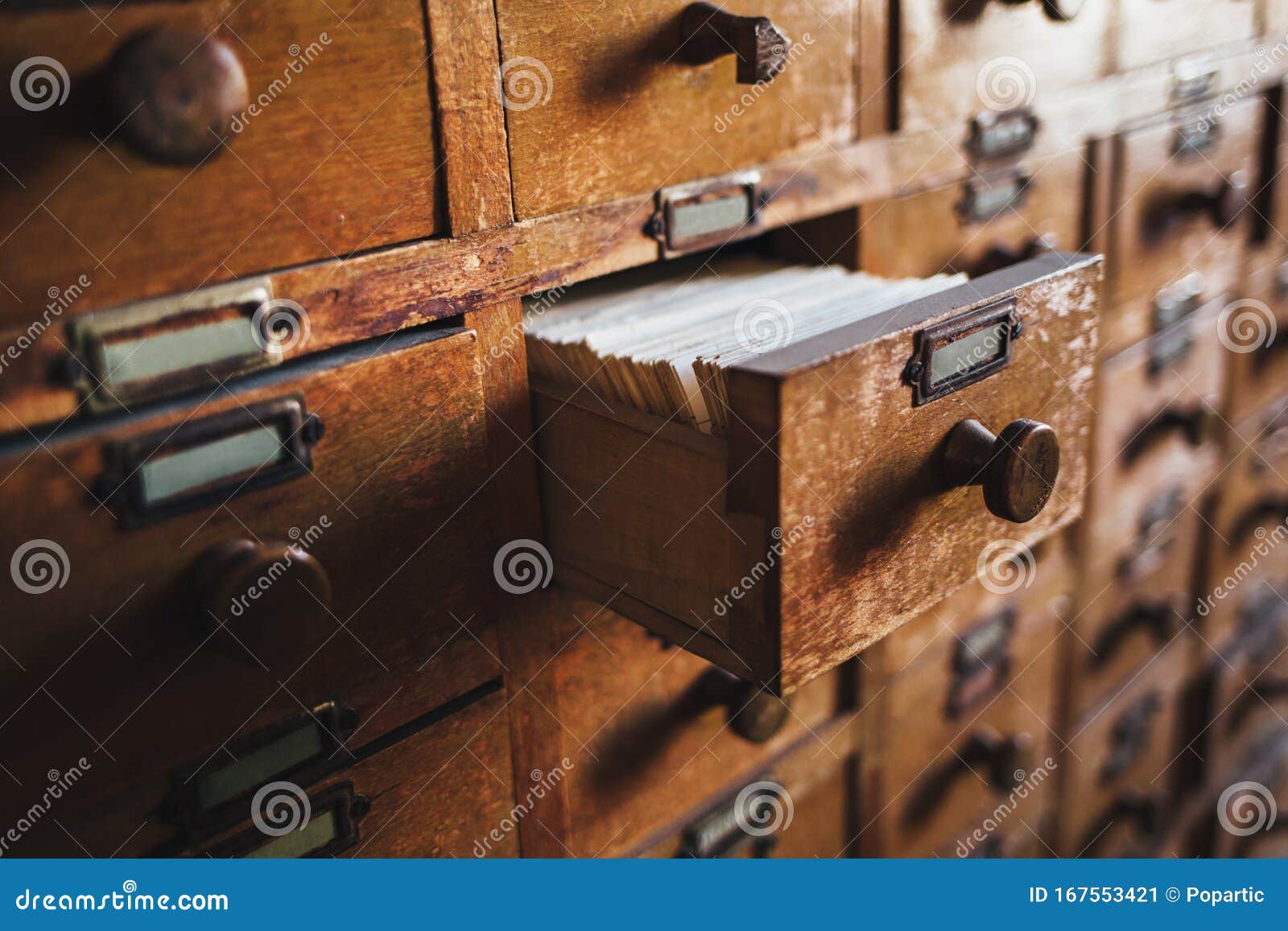 Open Vintage File Catalog Box Stock Image - Image of vintage, database ...