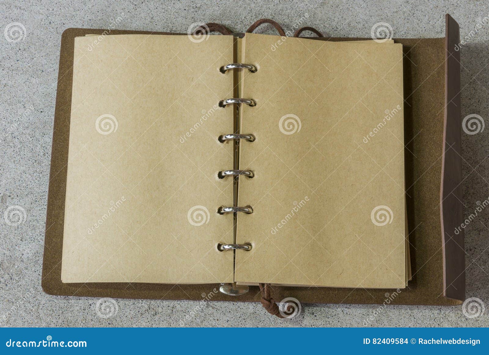 Open Vintage Leather Notebook with Handmade Paper in Modern Bind Stock ...