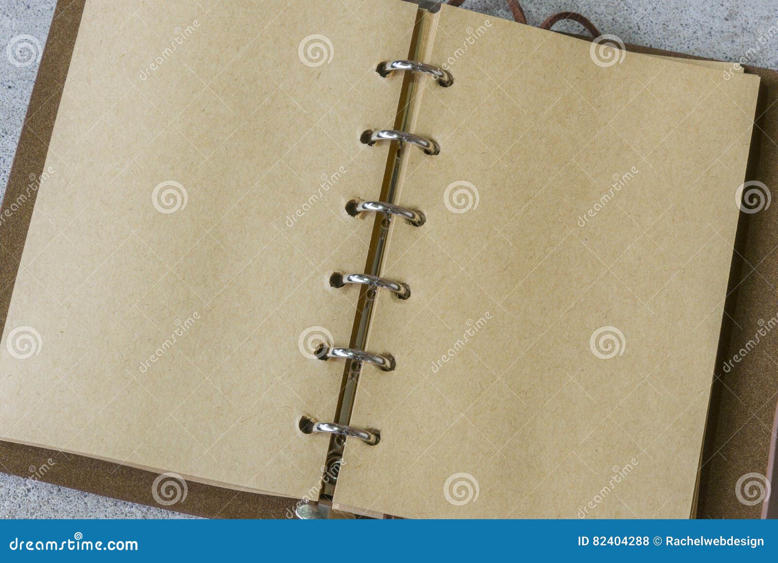 Open Vintage Leather Notebook with Handmade Paper in Modern Bind Stock ...