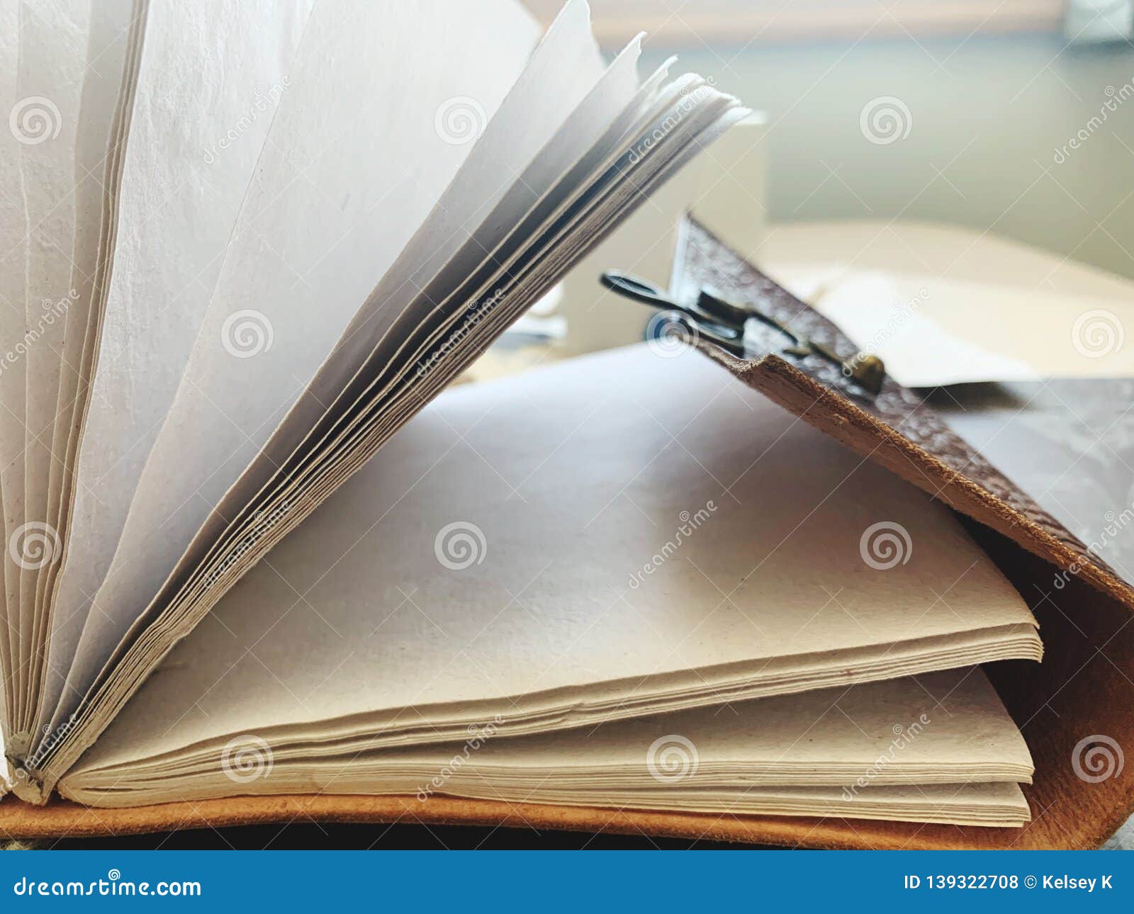 Open Vintage Notebook Side View Stock Photo - Image of view, background ...