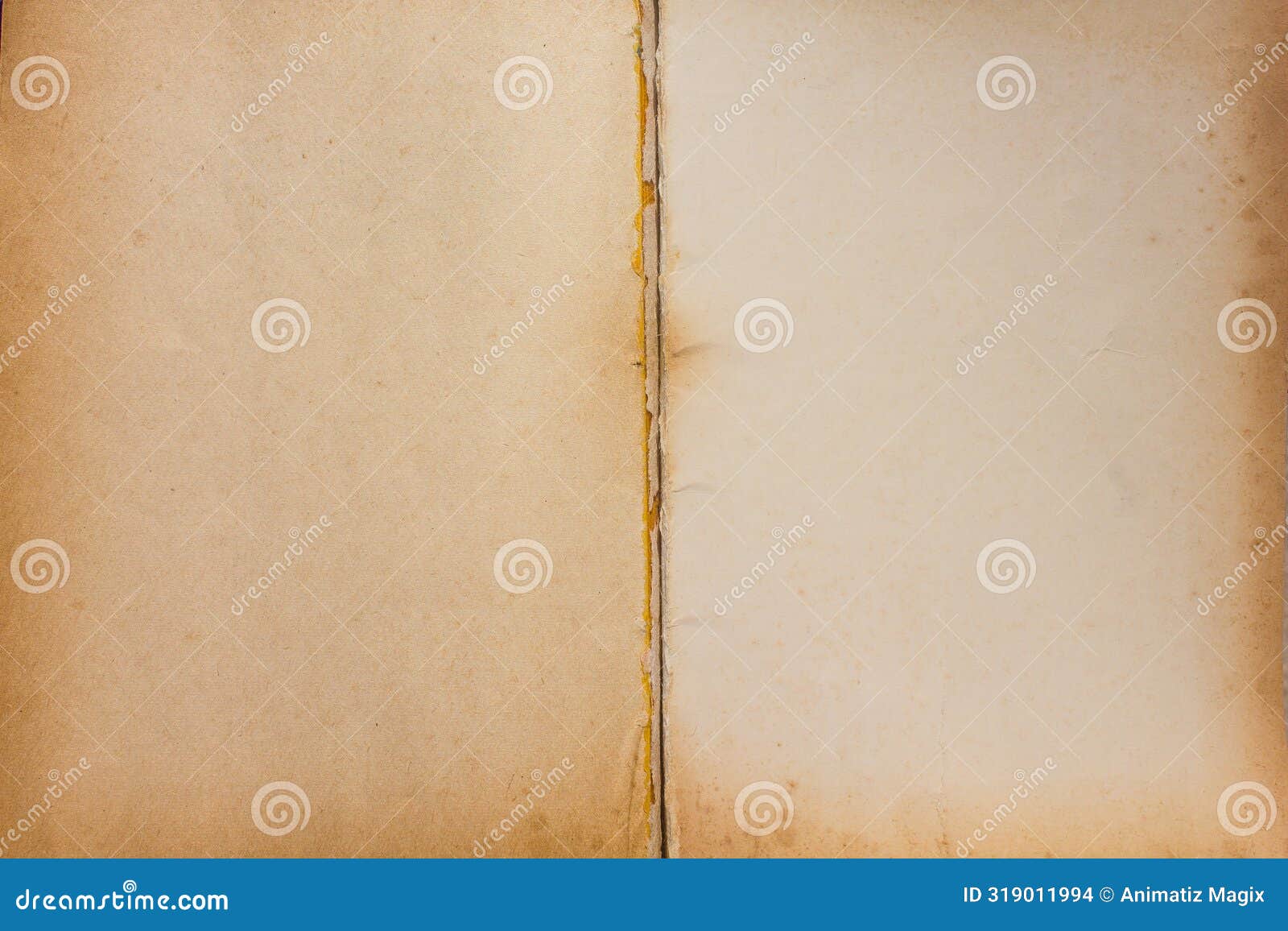 Open Vintage Template Empty Pages of an Old Book with Authentic Aged ...