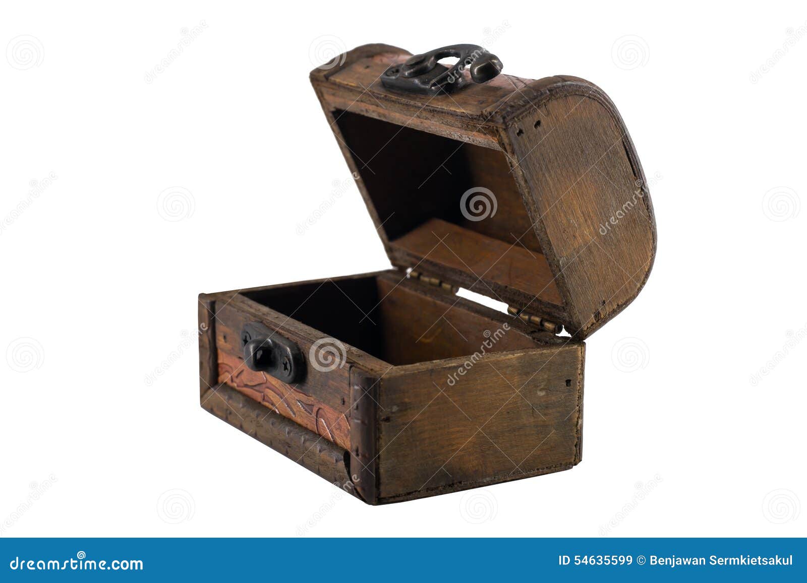 Open vintage wooden chest stock image. Image of closeup - 54635599