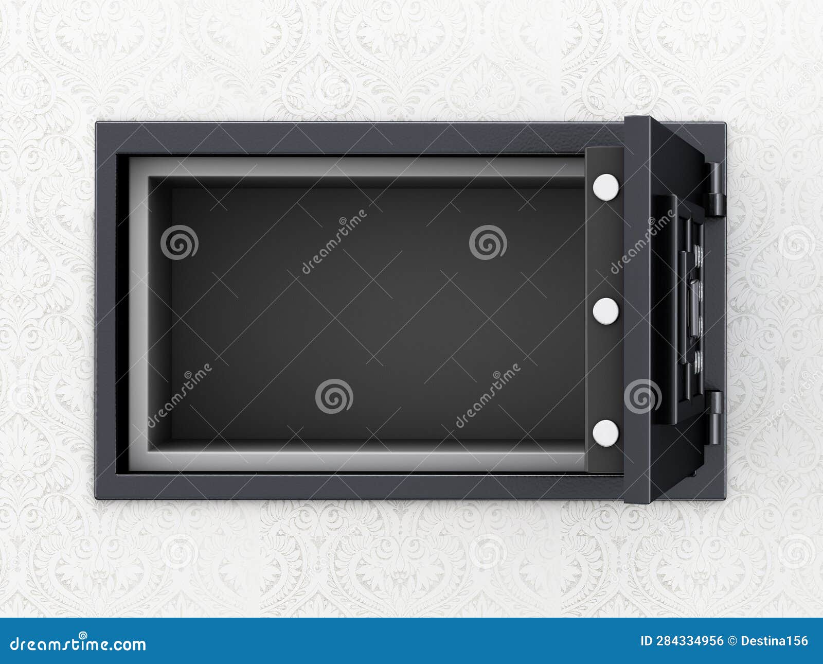 Open Wall Safe with Digital Keypad Mounted in the Wall. 3D Illustration ...