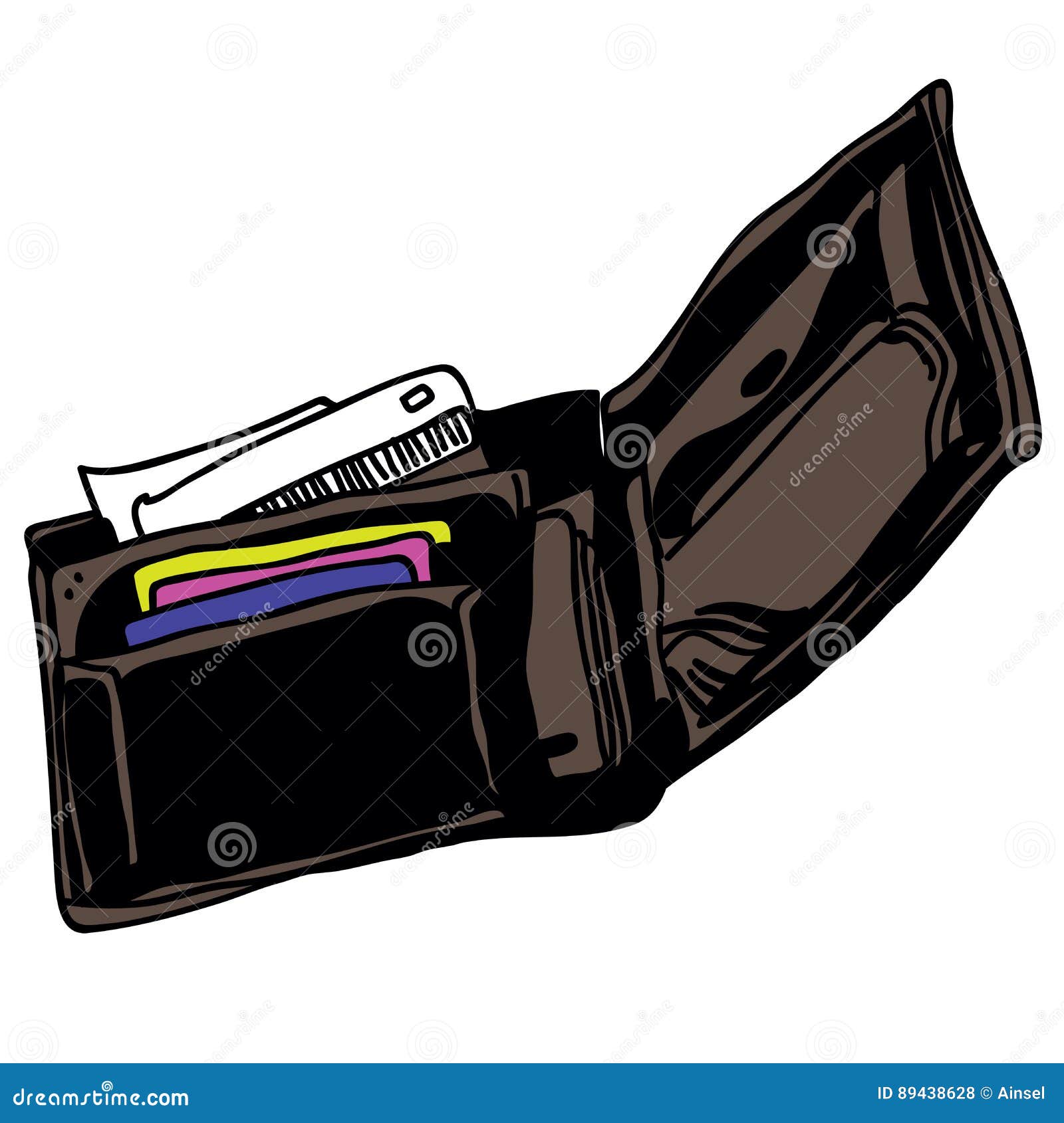 Open wallet stock illustration. Illustration of banking - 89438628