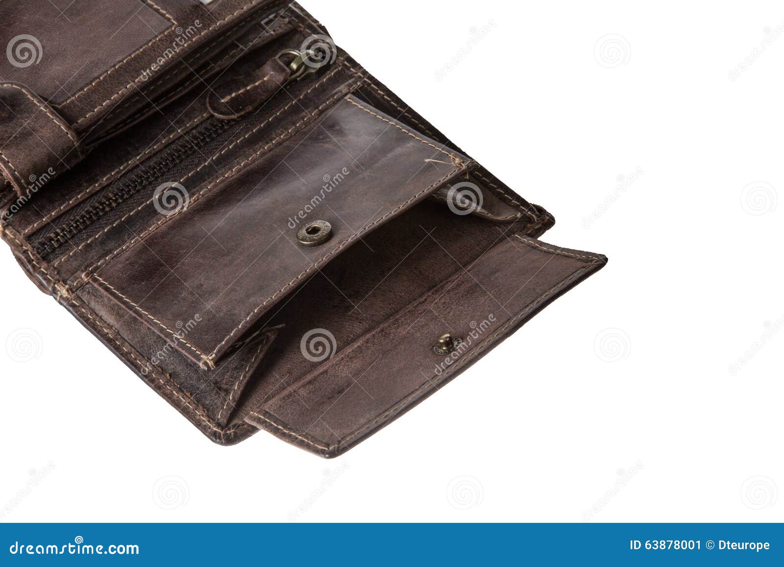 Open Wallet without Money Isolated on White Stock Image - Image of ...