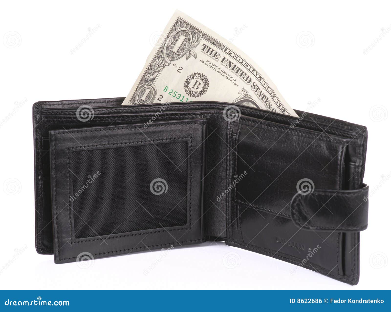 Open Wallet with One Dollar Stock Photo - Image of money, personal: 8622686